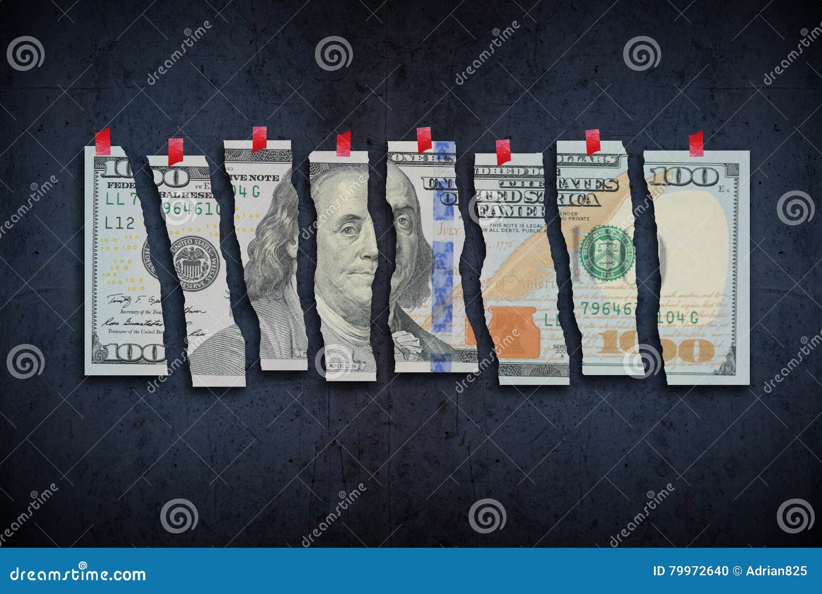 US Dollar Bill Cut in Pieces Suggesting Weak Economy Stock Photo ...