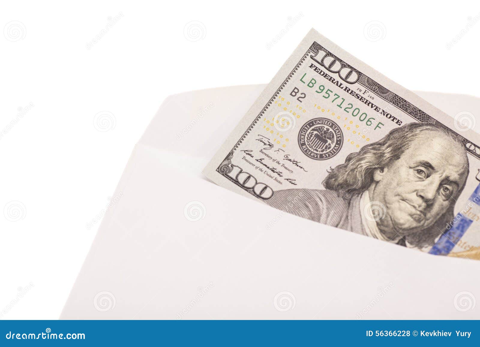 100 US Dollar Bill in an Envelope Stock Photo - Image of money, wages ...