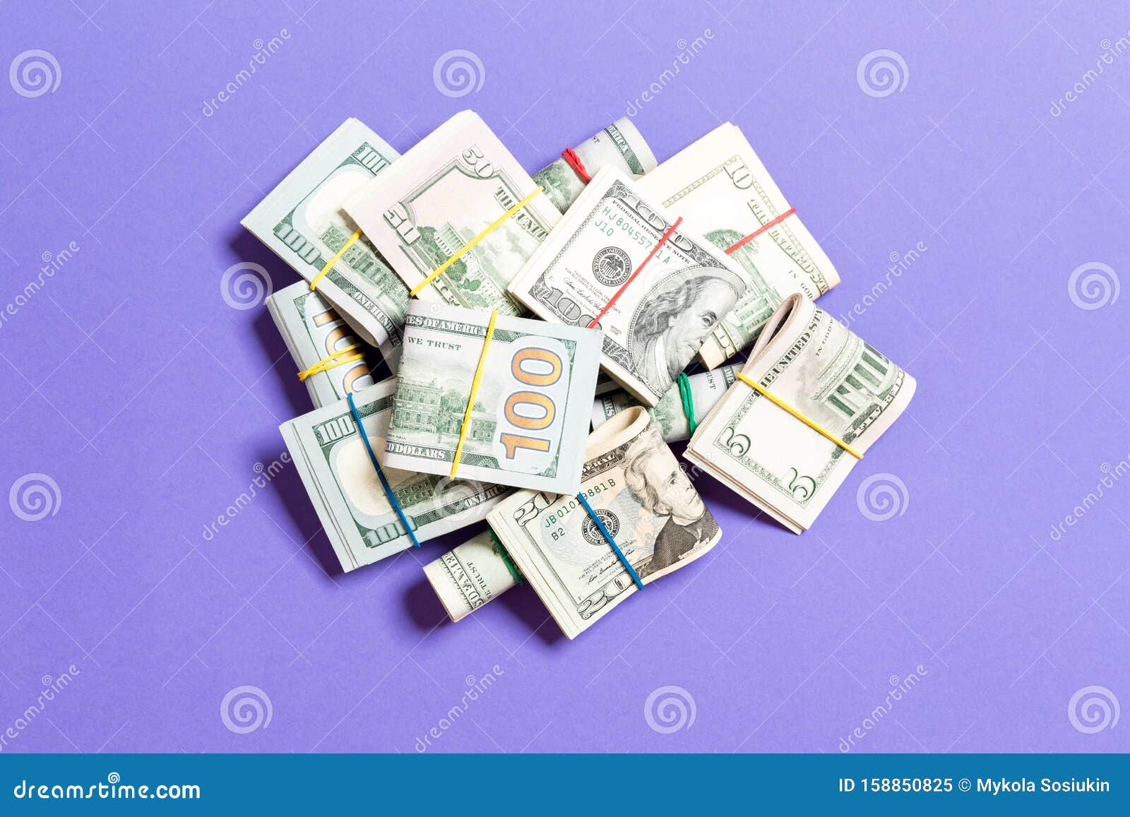 US Dollar Bills Bundles Stack. One Hundred Dollar Bills with Stack of ...