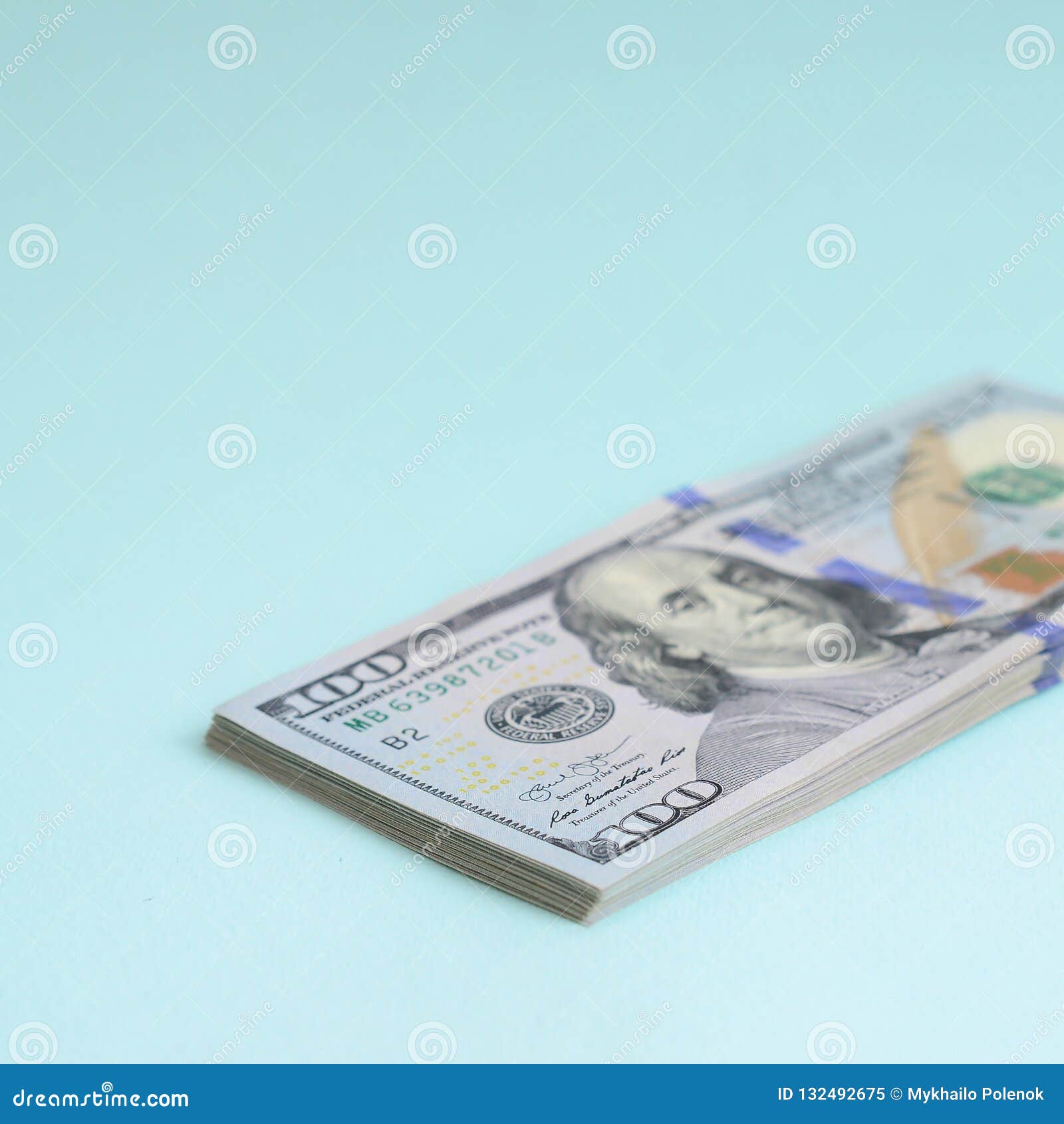 US Dollar Bills of a New Design with a Blue Stripe in the Middle is ...
