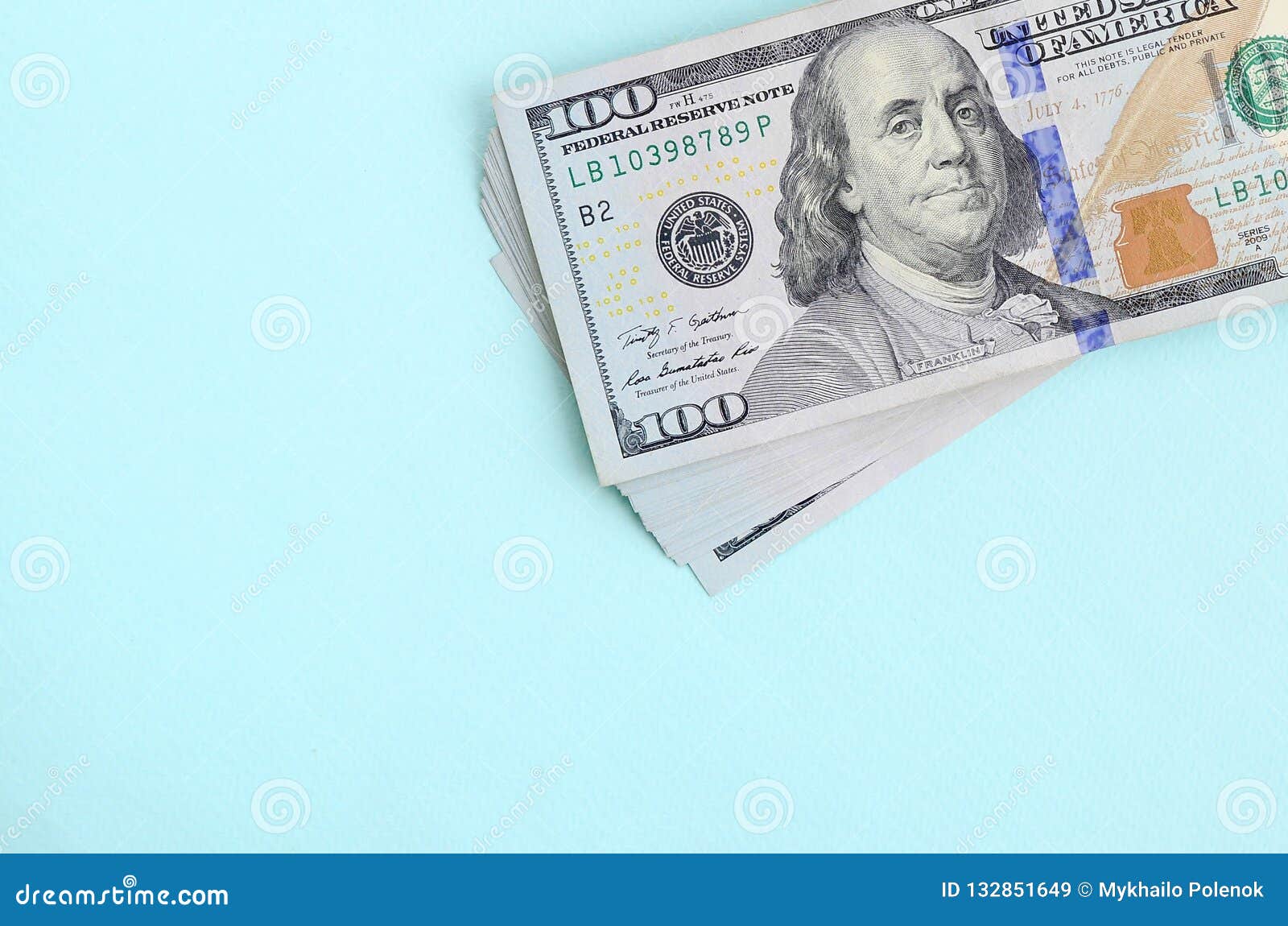 US Dollar Bills of a New Design with a Blue Stripe in the Middle is ...