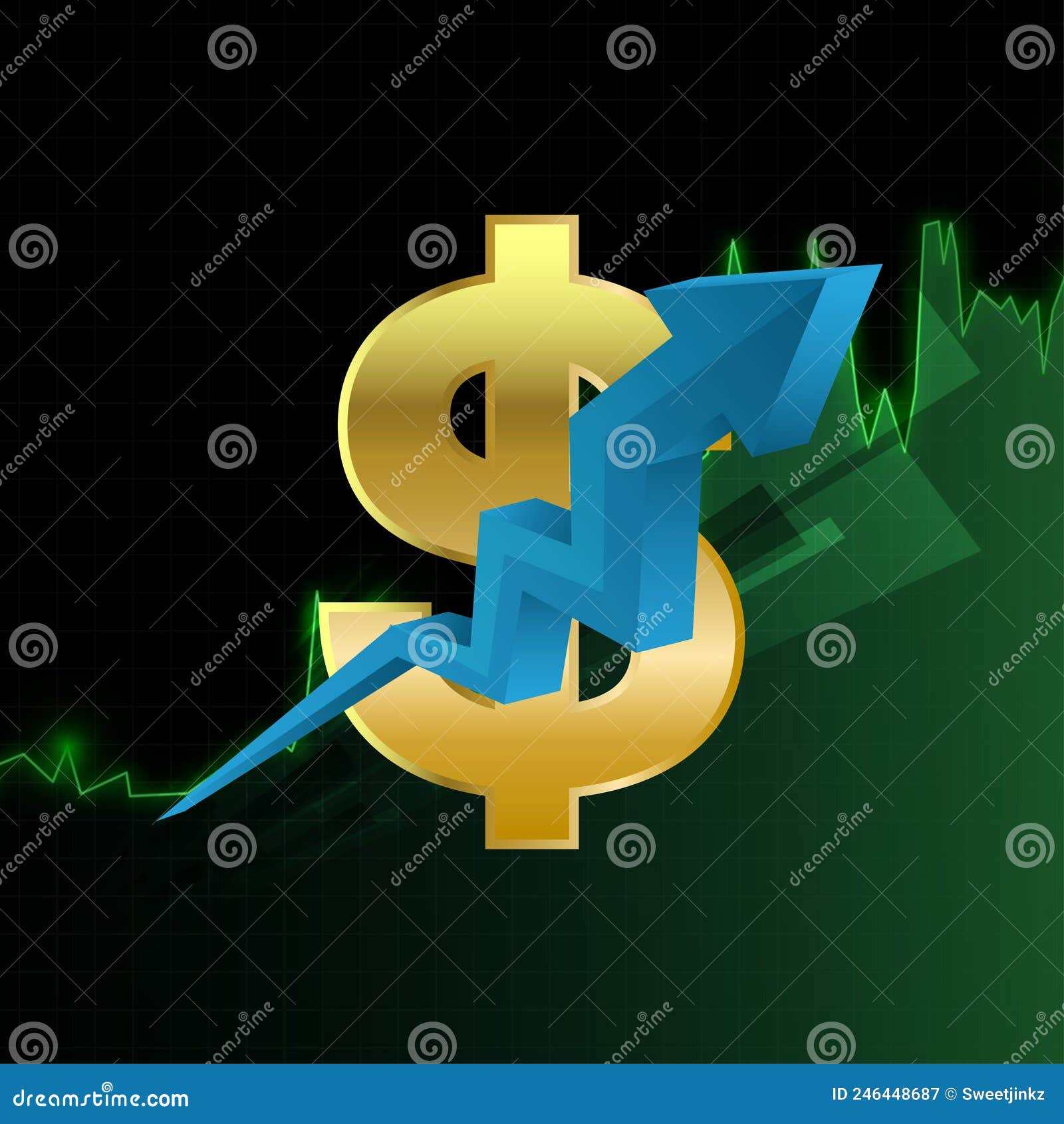 US Dollar Blue Rise Arrow of Economy. Vector Illustration Stock Vector ...