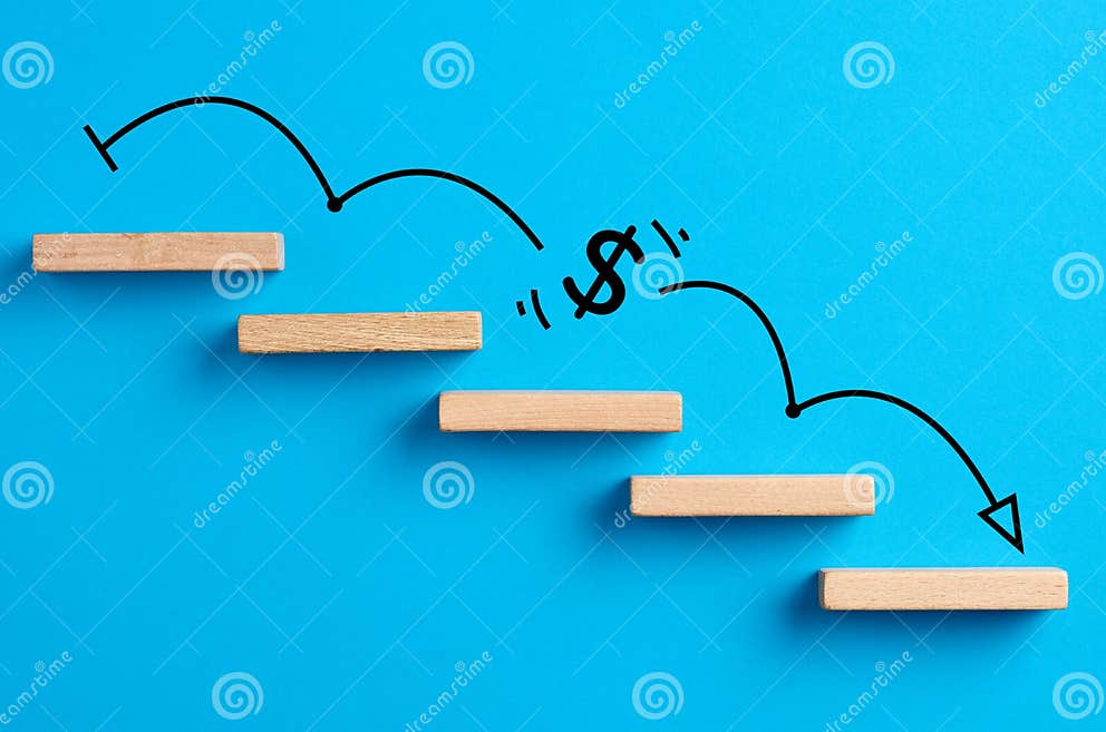 US Dollar Currency Falls Down. Decrease in Exchange Rate, Devaluation ...