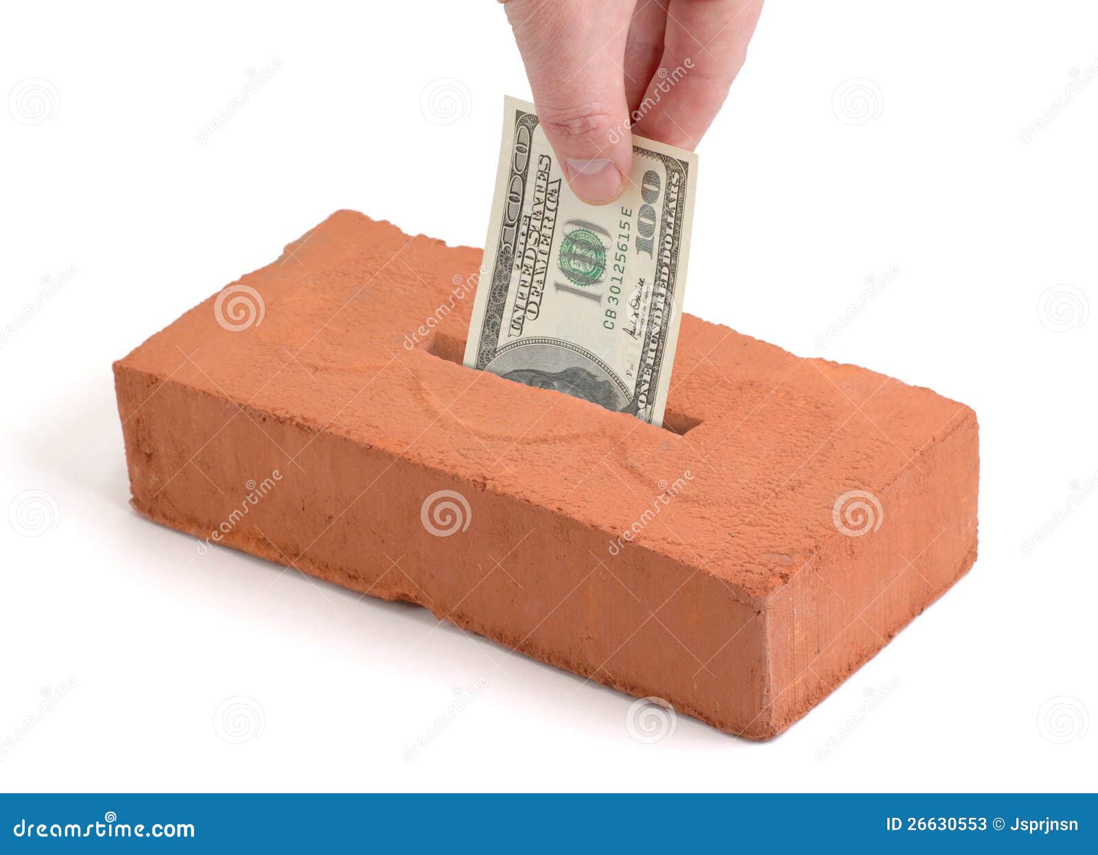 US Dollar Deposit into a Building Brick Stock Image - Image of home ...