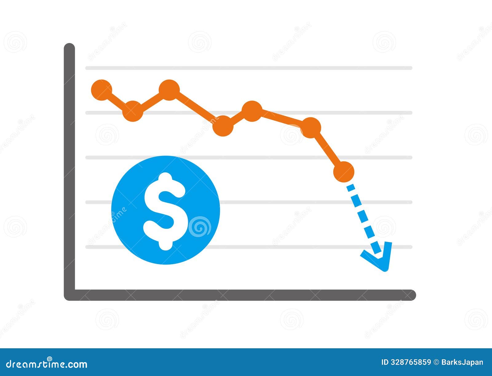 US Dollar Exchange Chart Illustration Falling Stock Illustration ...