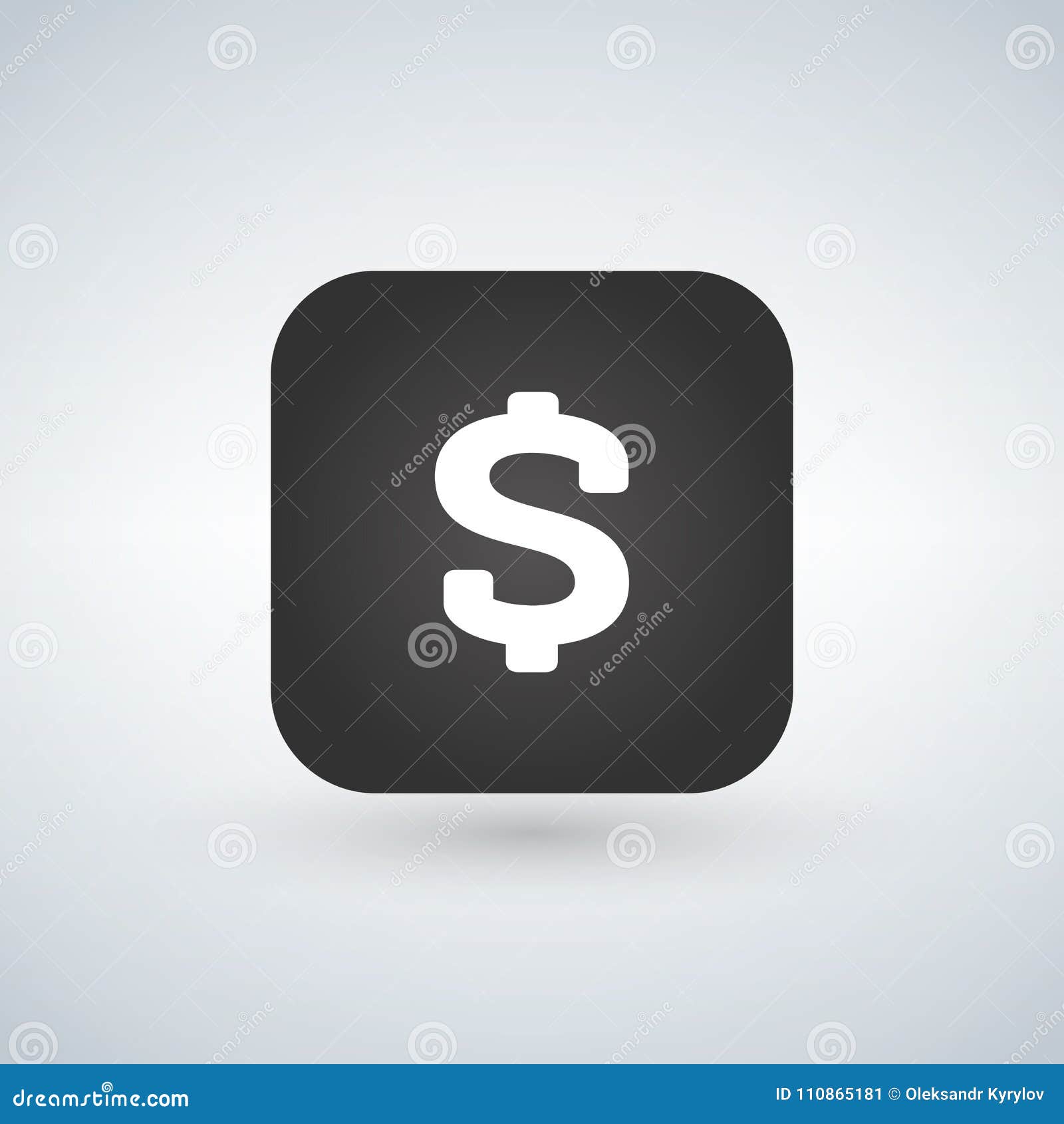 US Dollar Icon on Black Application Button. Vector Illustration. Stock ...