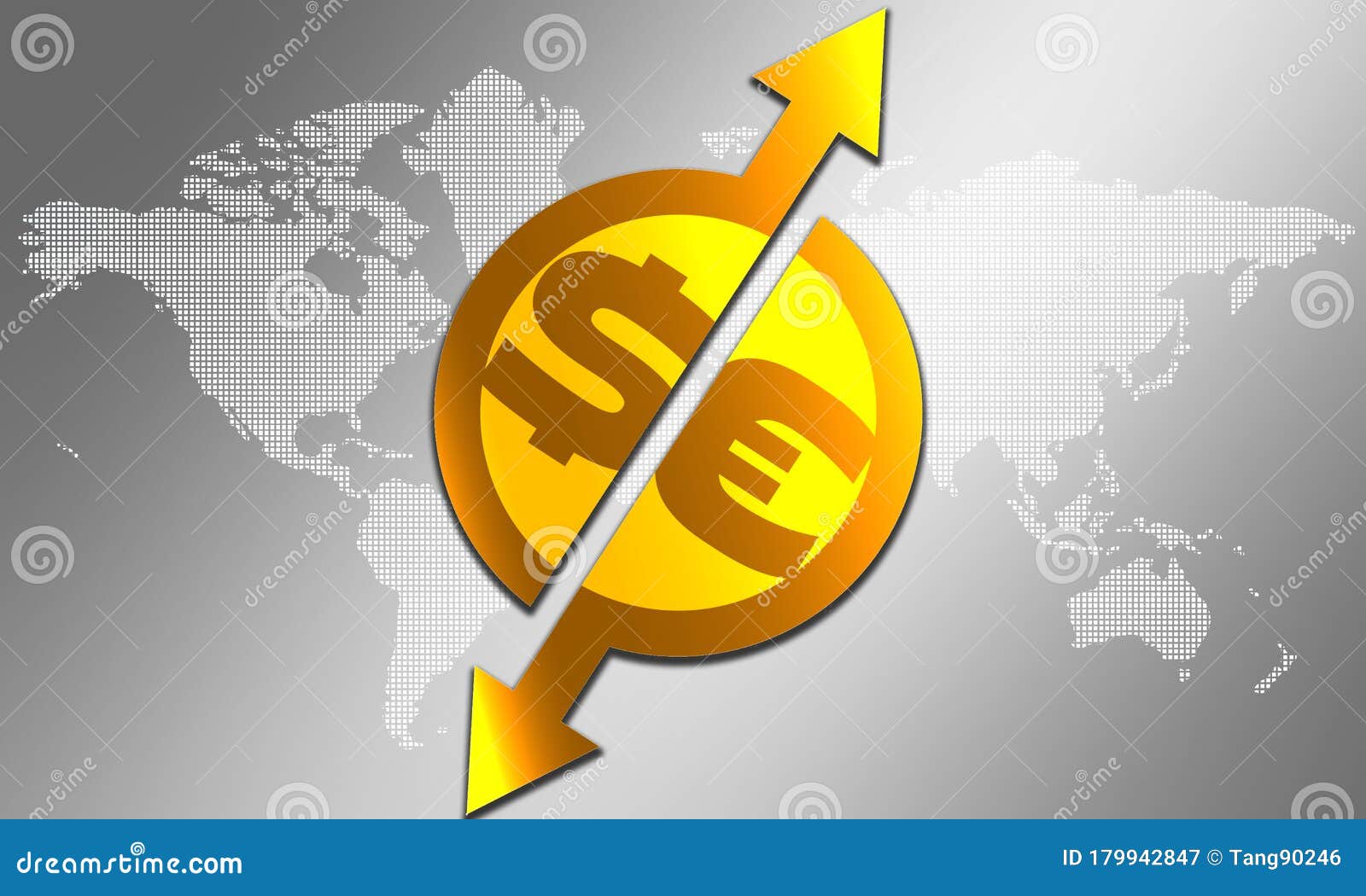 US Dollar Increase and Euro Decrease Arrows for Busines Stock ...
