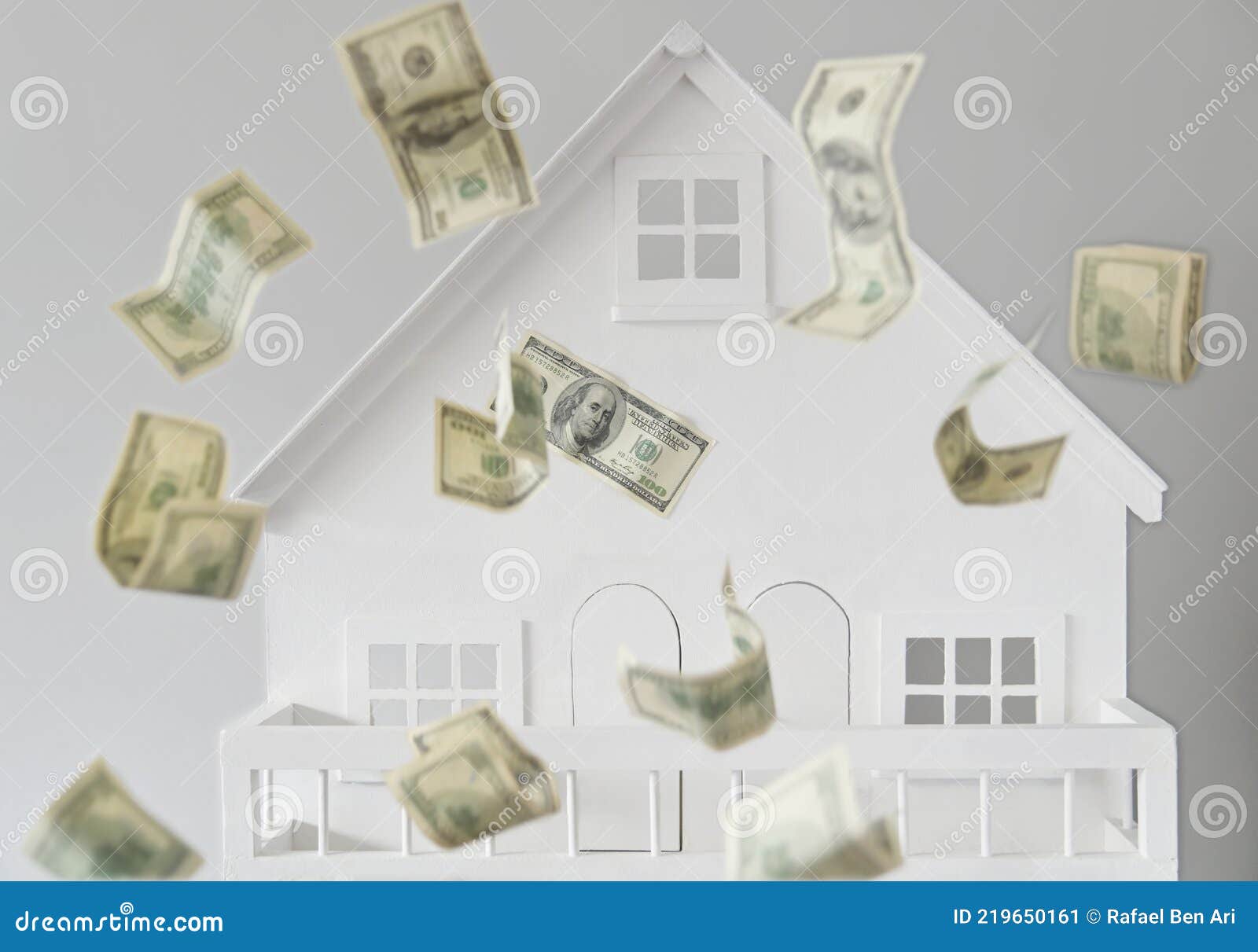 US Dollar Money Notes Falling Over Against a White House Stock Image ...