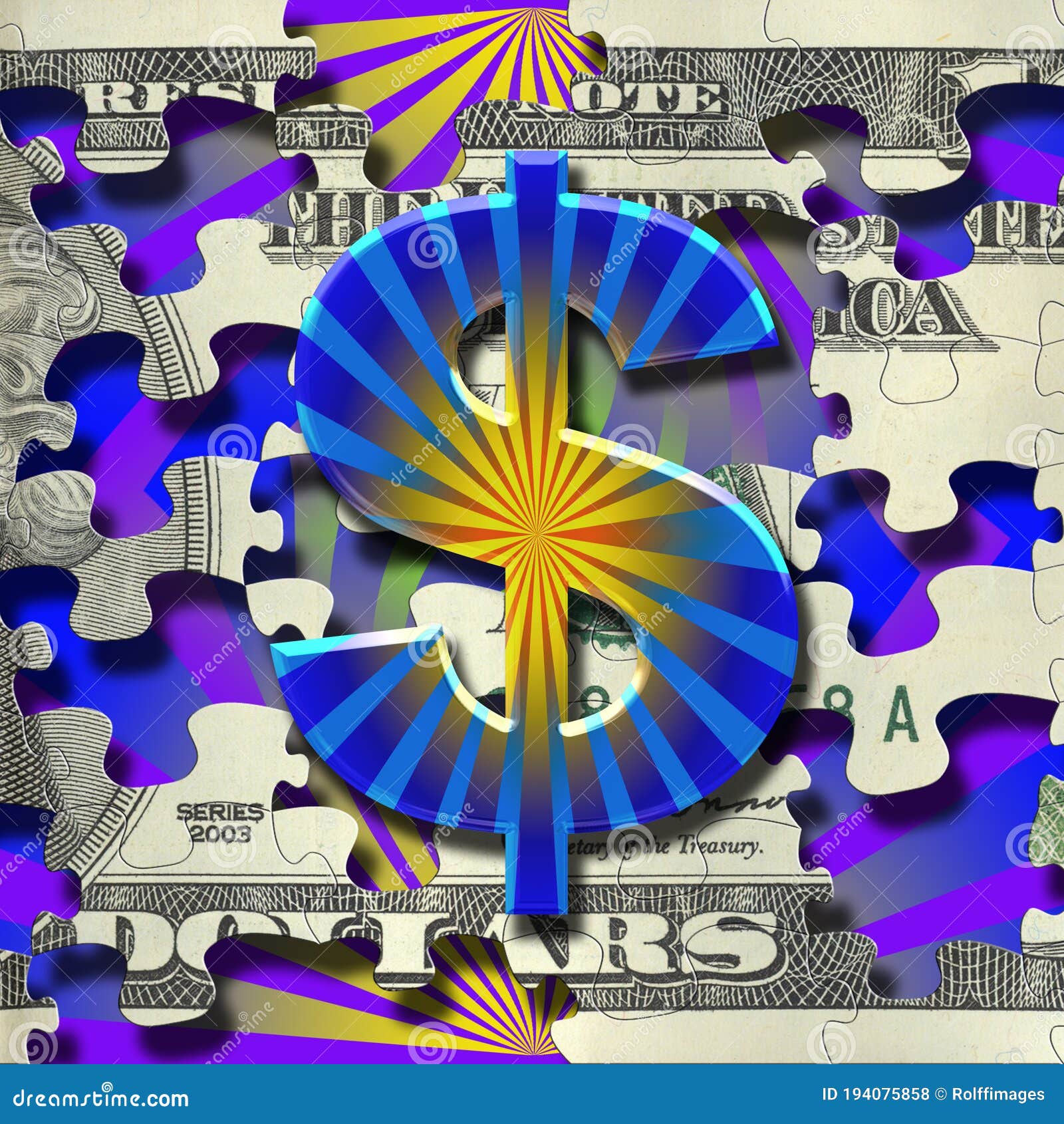 US dollar puzzle stock illustration. Illustration of bill - 194075858