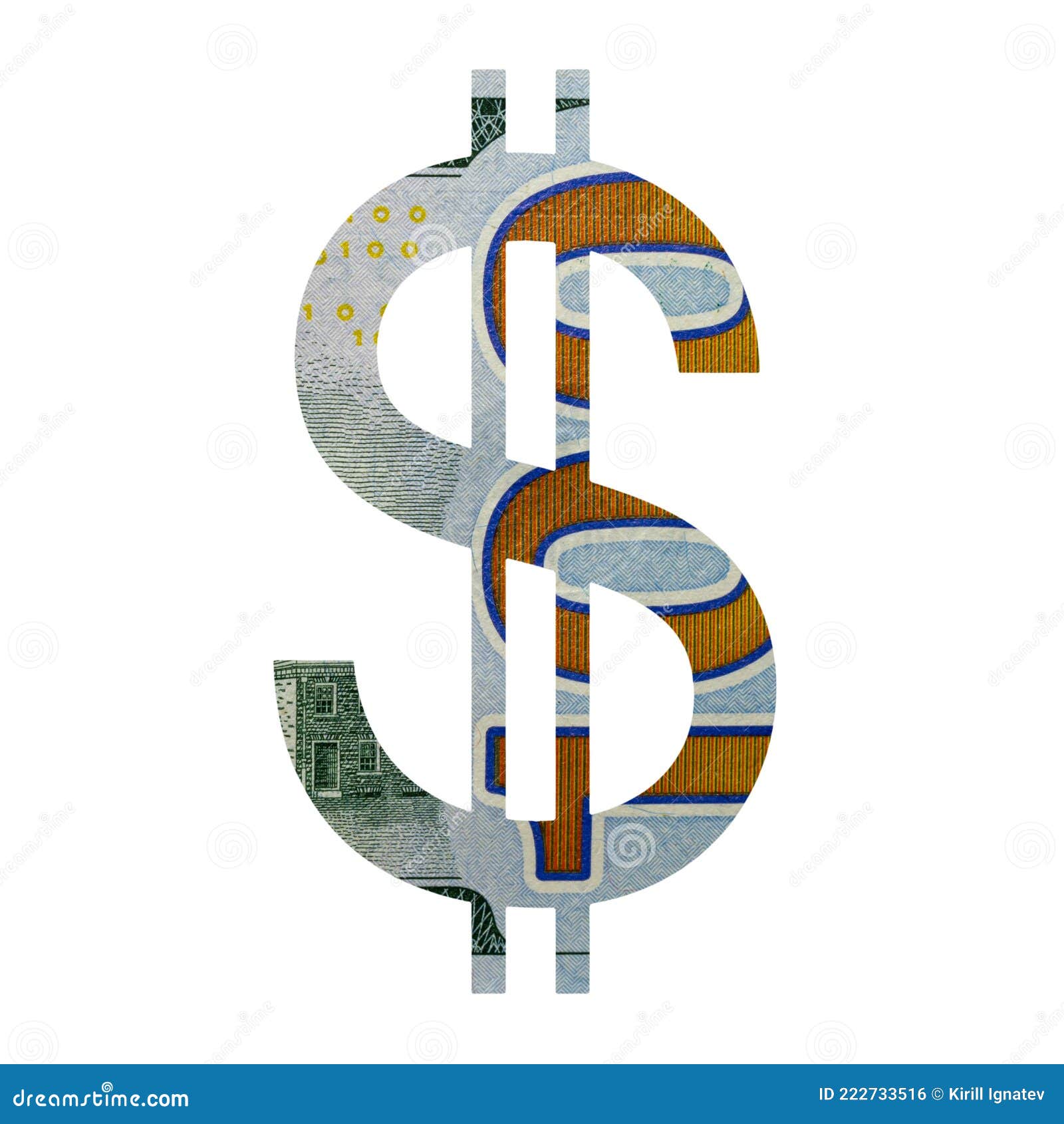 US Dollar Sign Icon with Real 100 Dollars Banknote Texture Isolated on ...