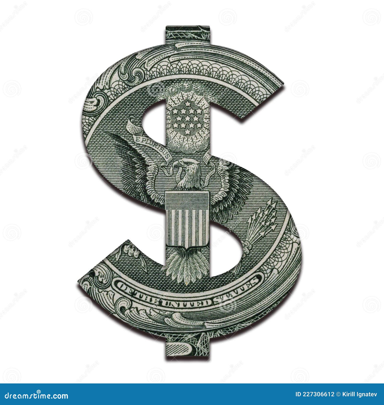 US Dollar Sign Icon with Real One Dollar Bill Banknote Texture Isolated ...