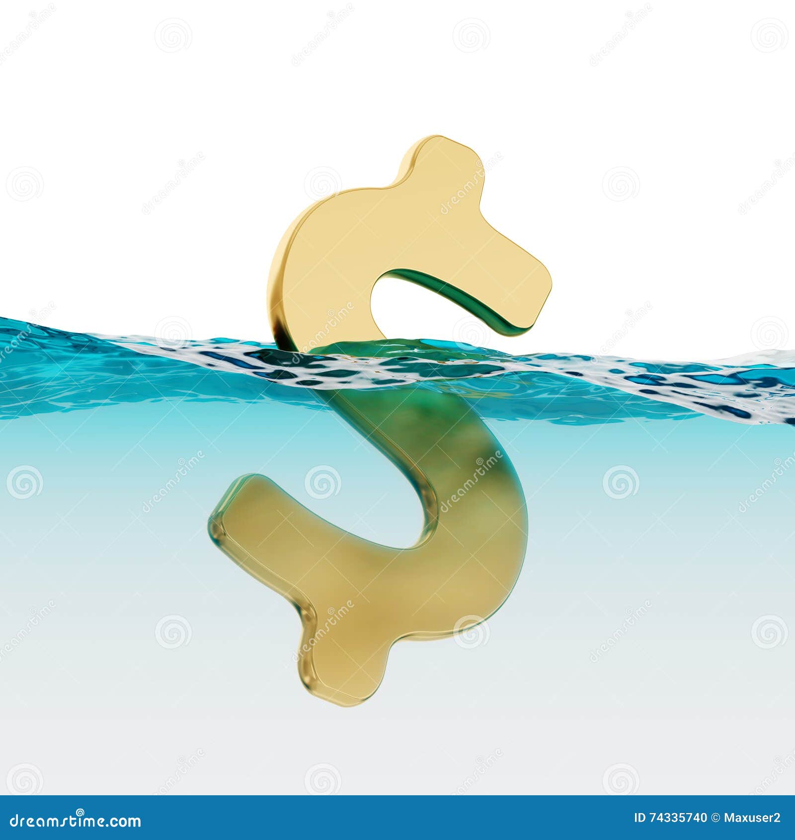US Dollar Sign Split Level Open Water 3d Illustration Stock ...