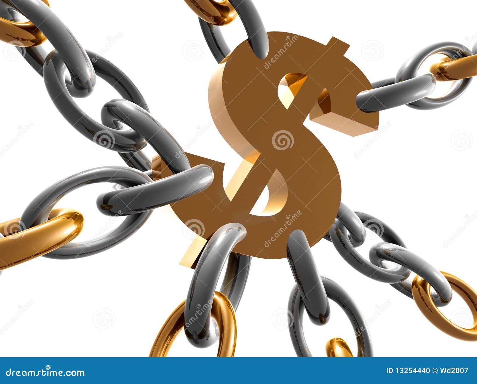 US Dollar symbol on chain stock illustration. Illustration of dollar ...