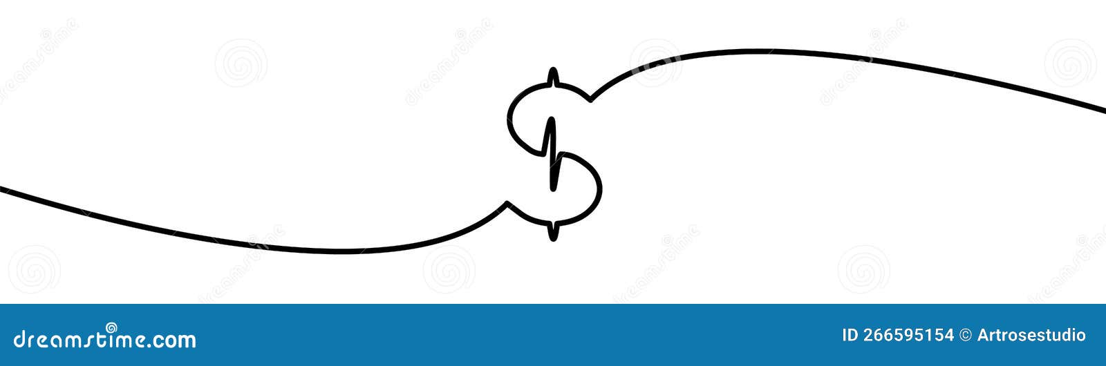 US Dollar Symbol Drawing by Continuos Line, Thin Line Design Stock ...
