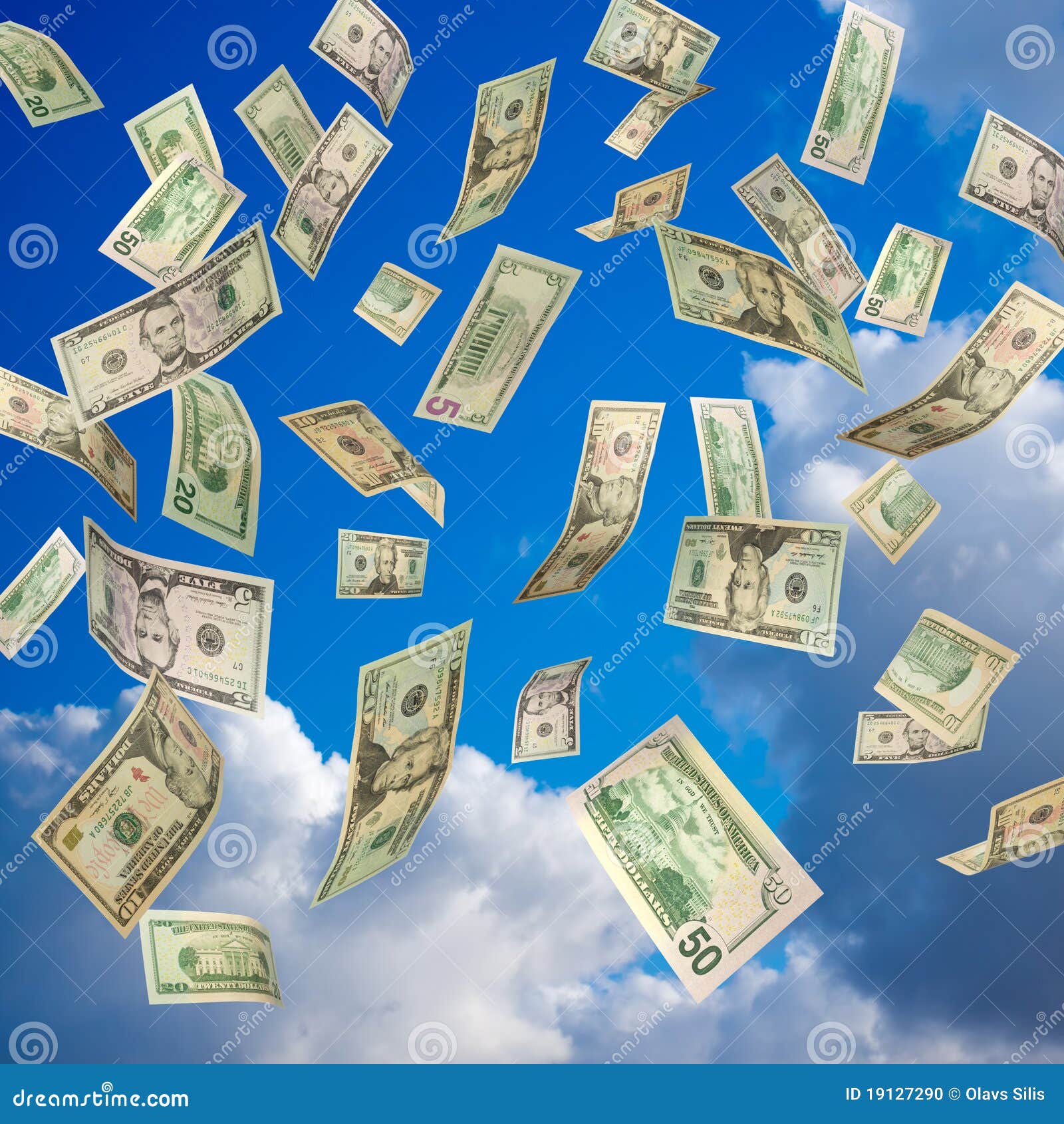 US Dollars falling stock illustration. Illustration of backgrounds ...