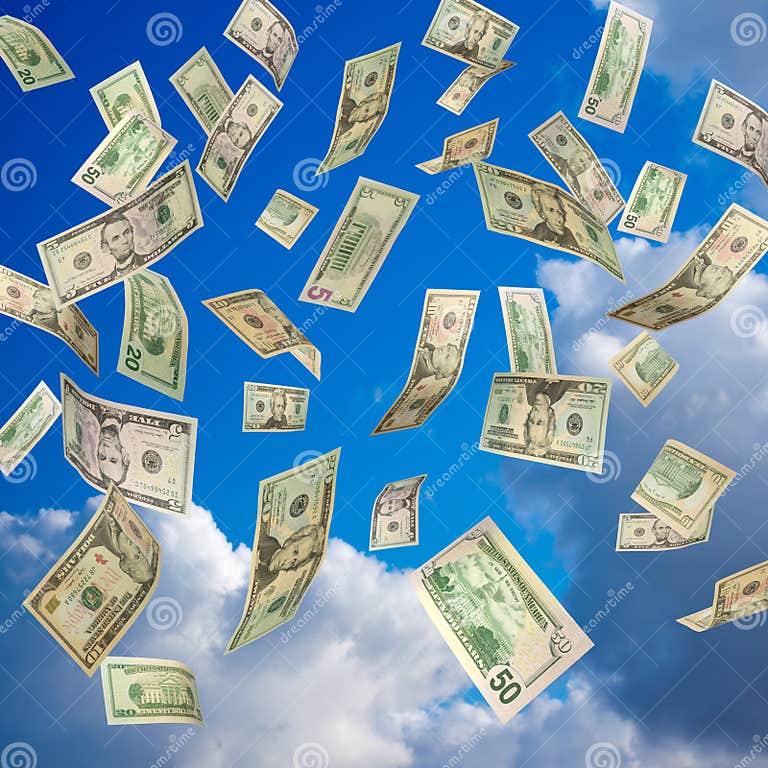 US Dollars falling stock illustration. Illustration of backgrounds ...