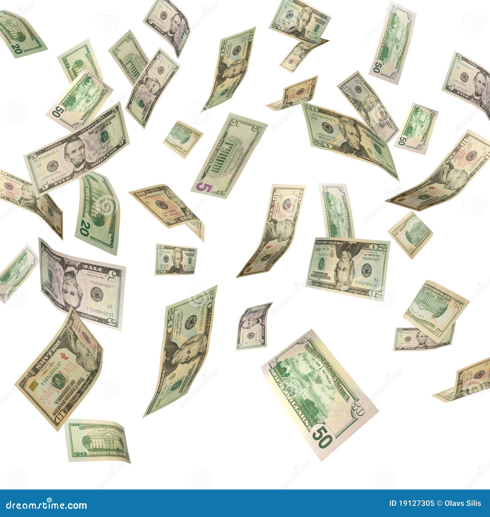 US Dollars falling stock illustration. Illustration of abundance - 19127305