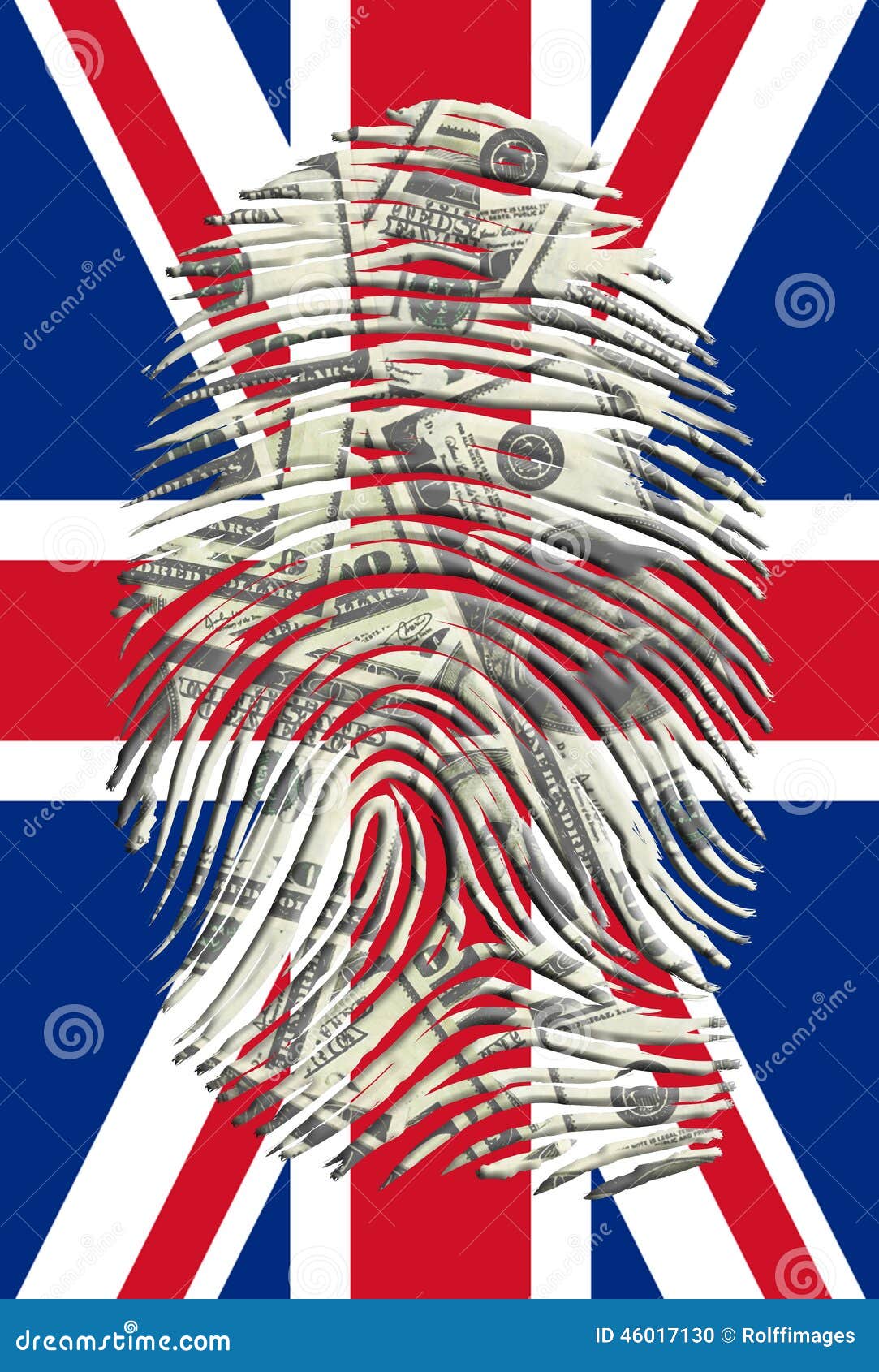US Dollars Fingerprint with UK Banner Stock Illustration - Illustration ...
