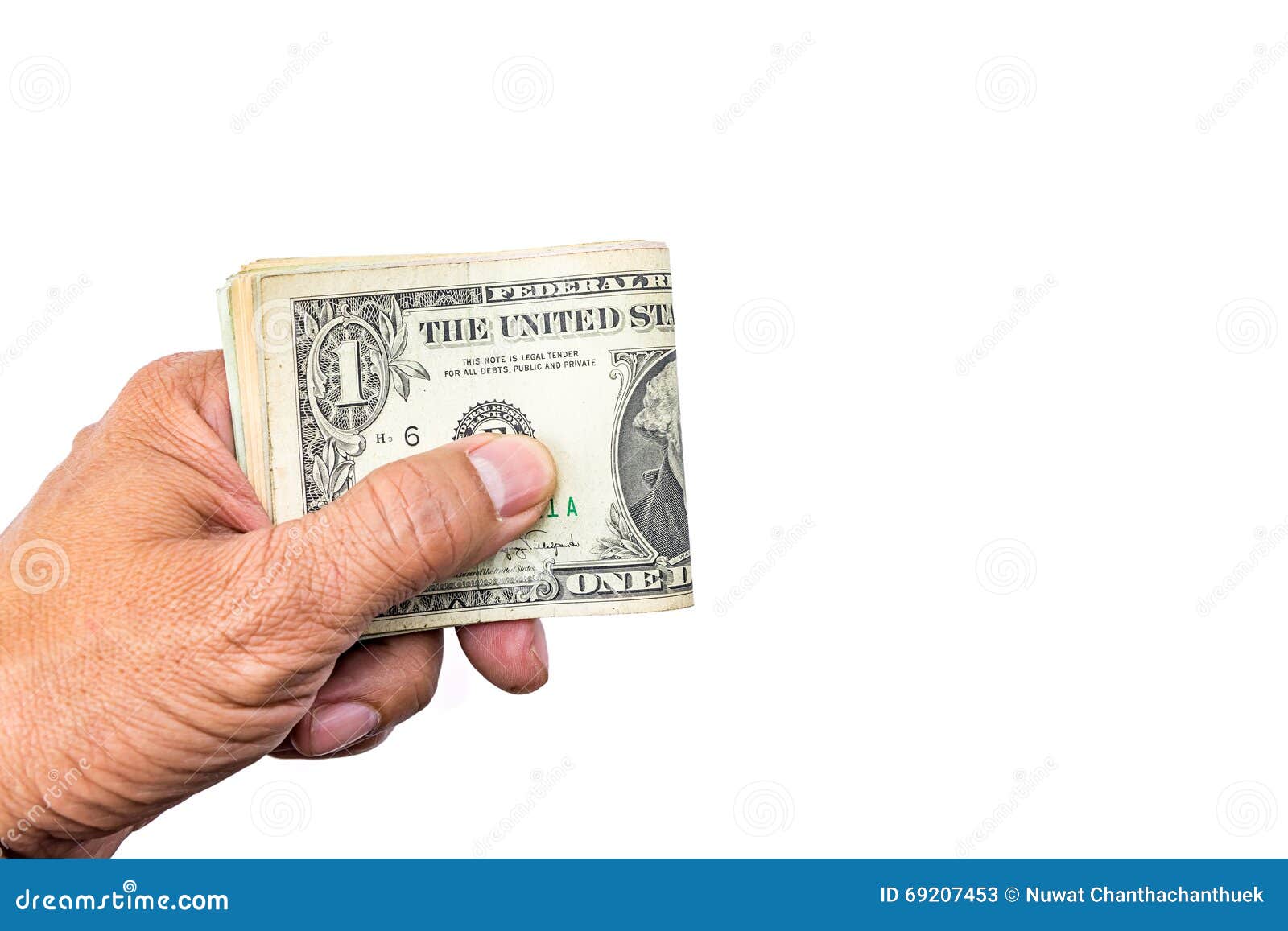 US dollars on hand. stock image. Image of currency, business - 69207453