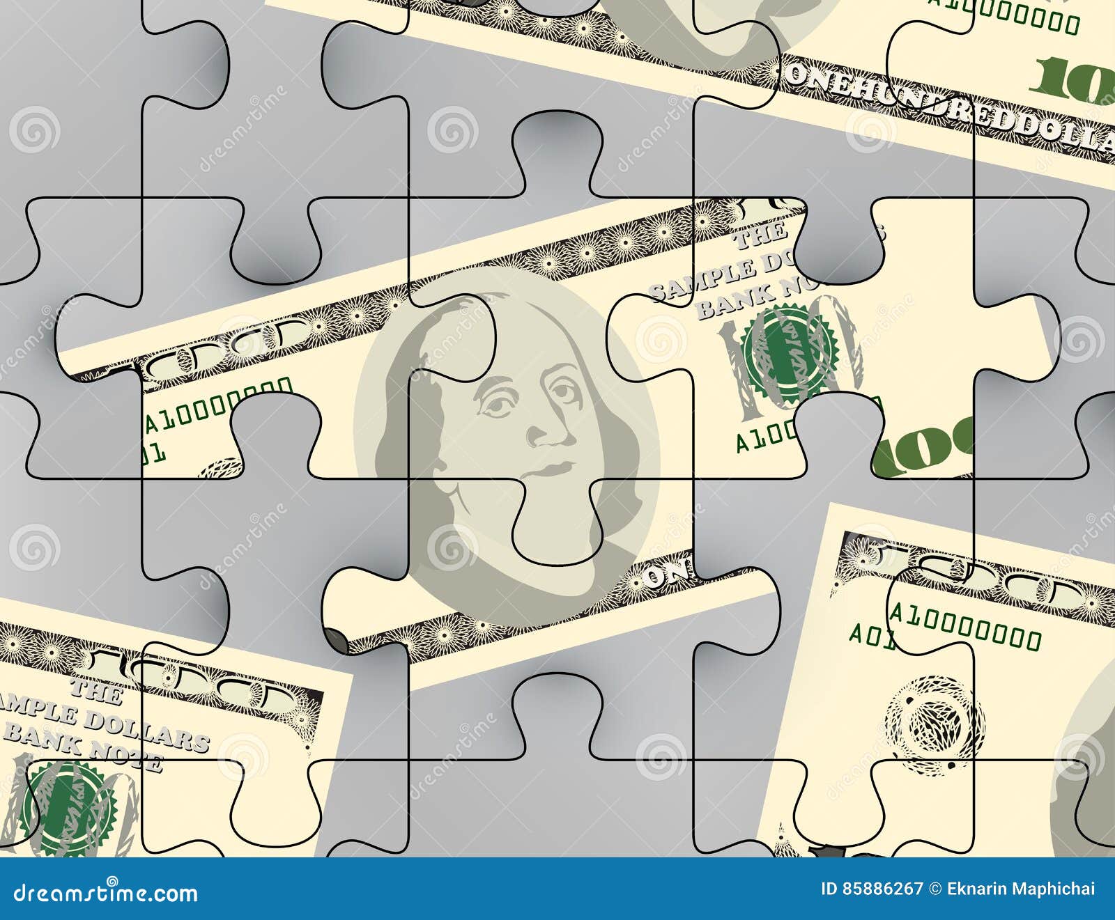 Us dollars puzzle scene stock vector. Illustration of symbol - 85886267
