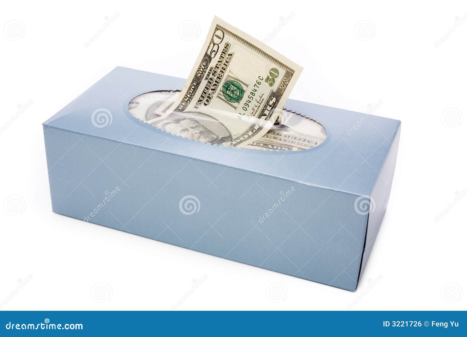 Us dollars in a tissue box stock photo. Image of paper - 3221726
