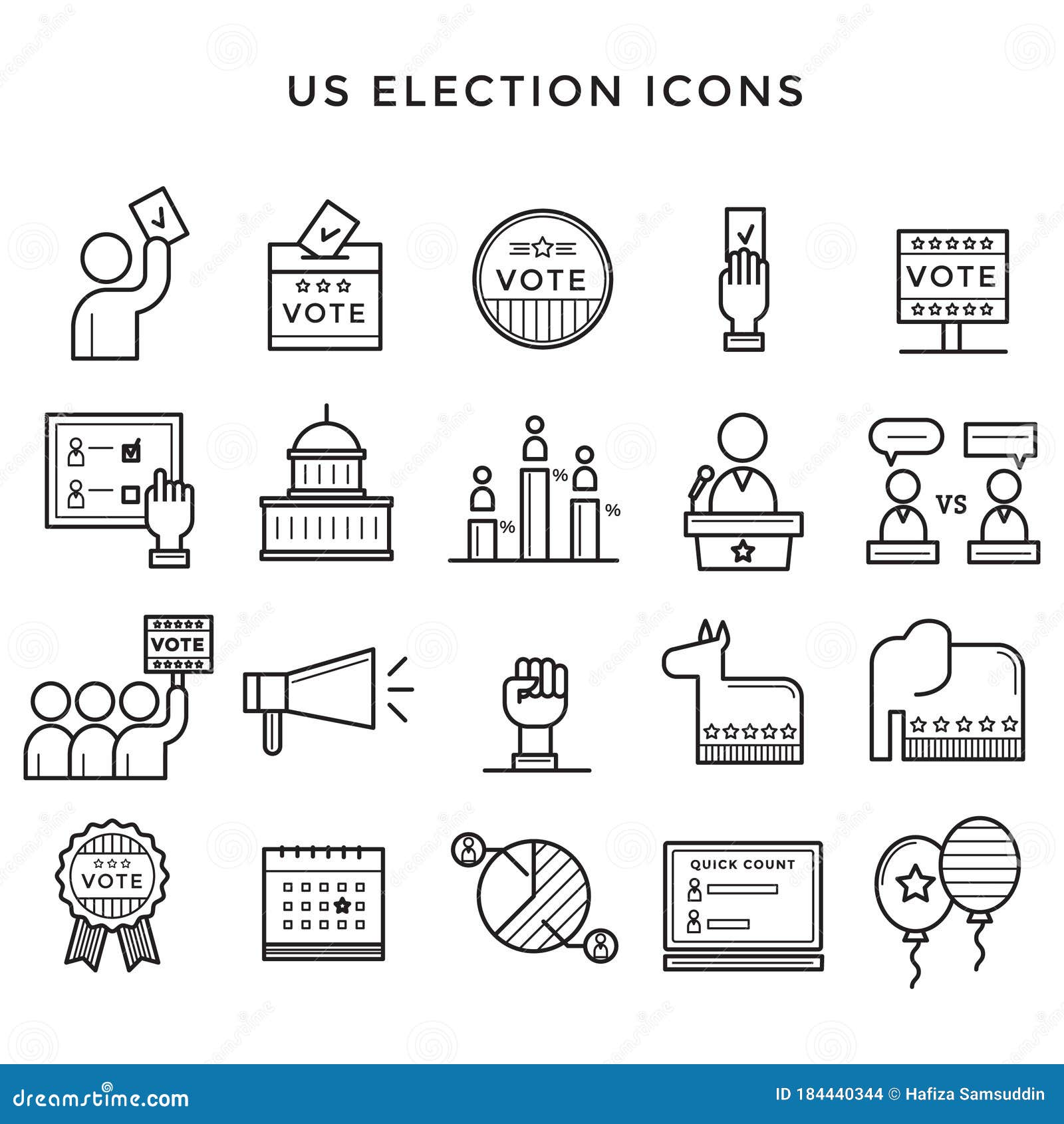 US Election Icons Illustration. Stock Illustration - Illustration of ...
