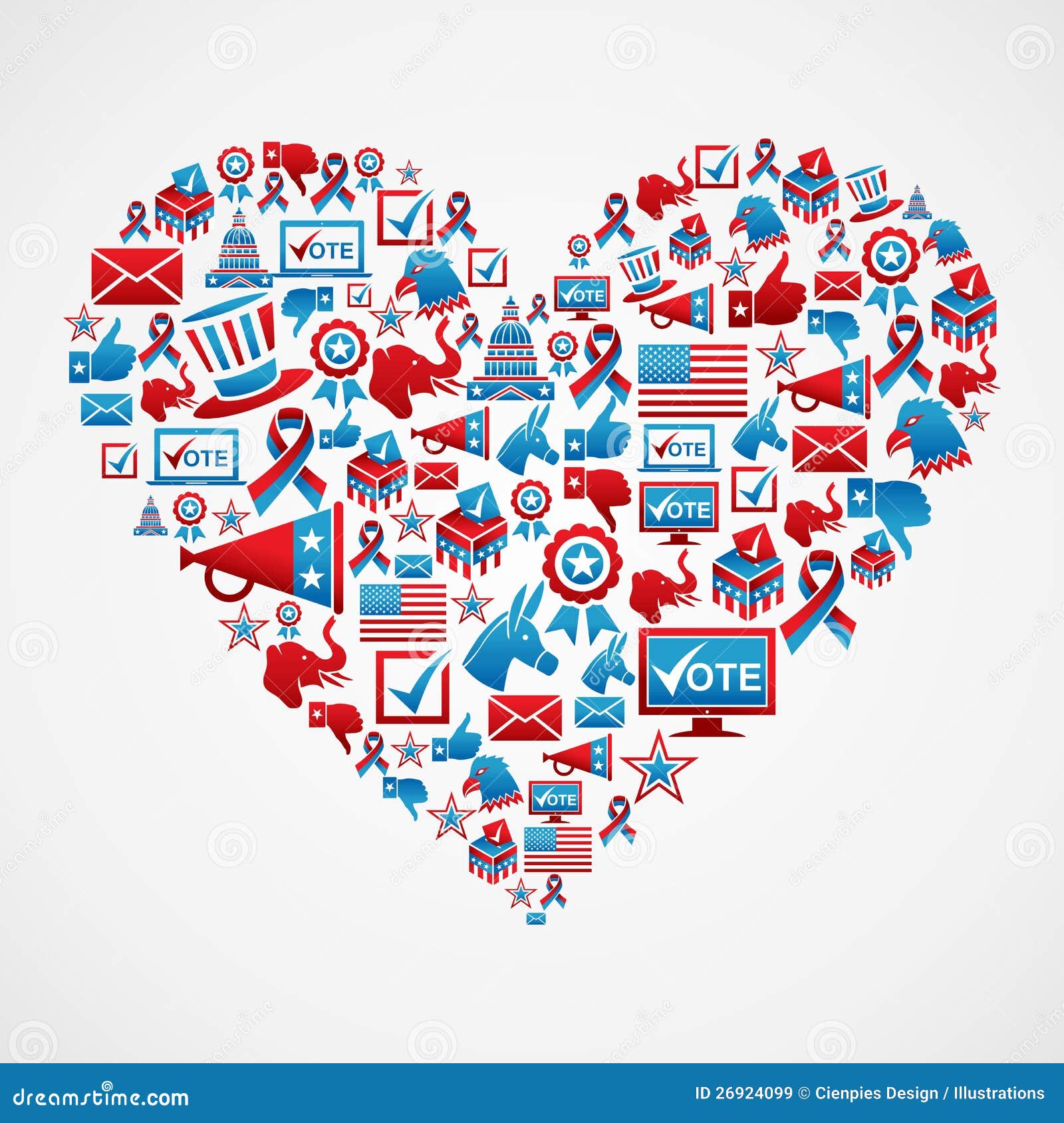 US Elections Icons Heart Shape Editorial Stock Image - Illustration of ...