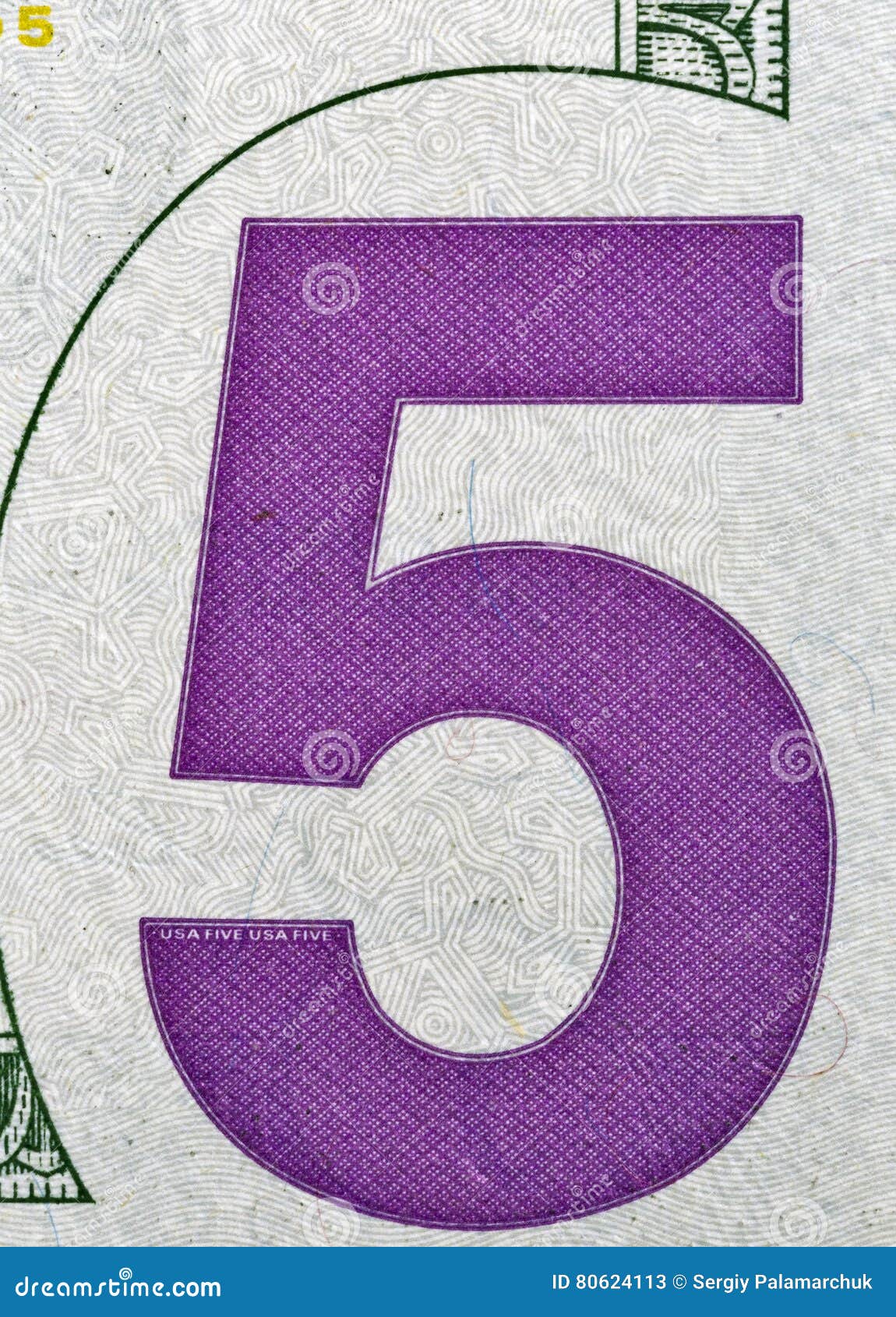 US Five Dollars Bill Corner, Closeup Stock Image - Image of corner ...