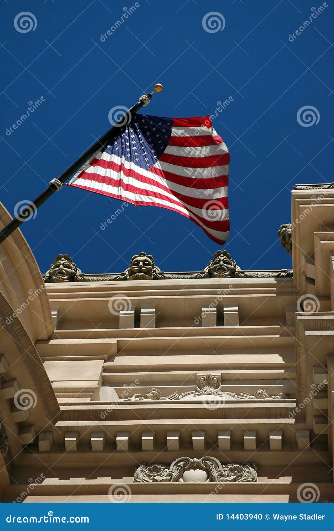 US Flag on a building stock photo. Image of glory, july - 14403940