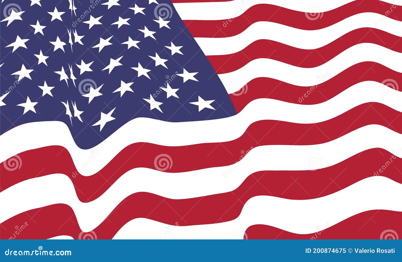 The US Flag Flapping in the Wind Stock Illustration - Illustration of ...