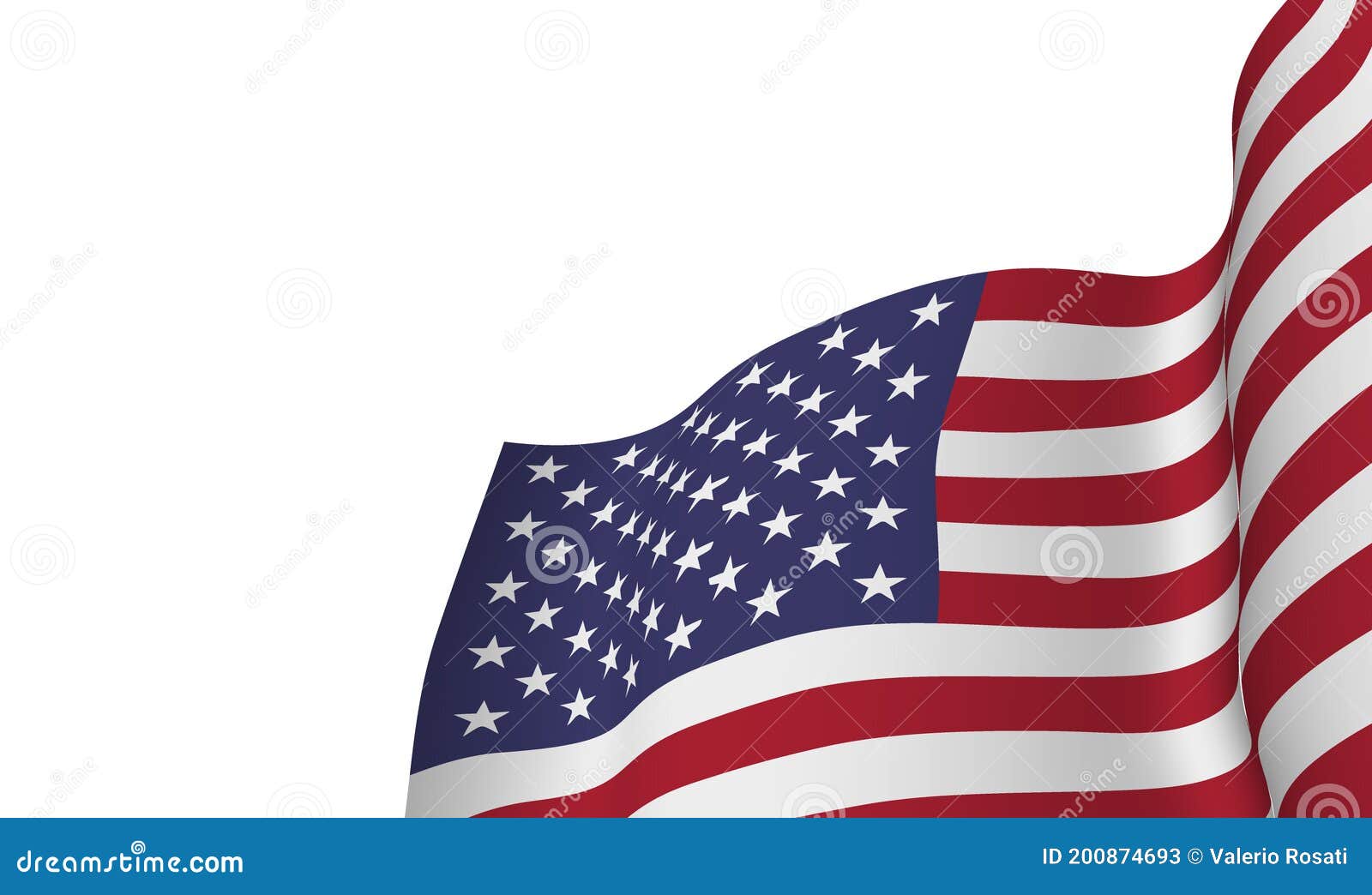 The US Flag Flapping in the Wind. Vector Illustration Stock ...