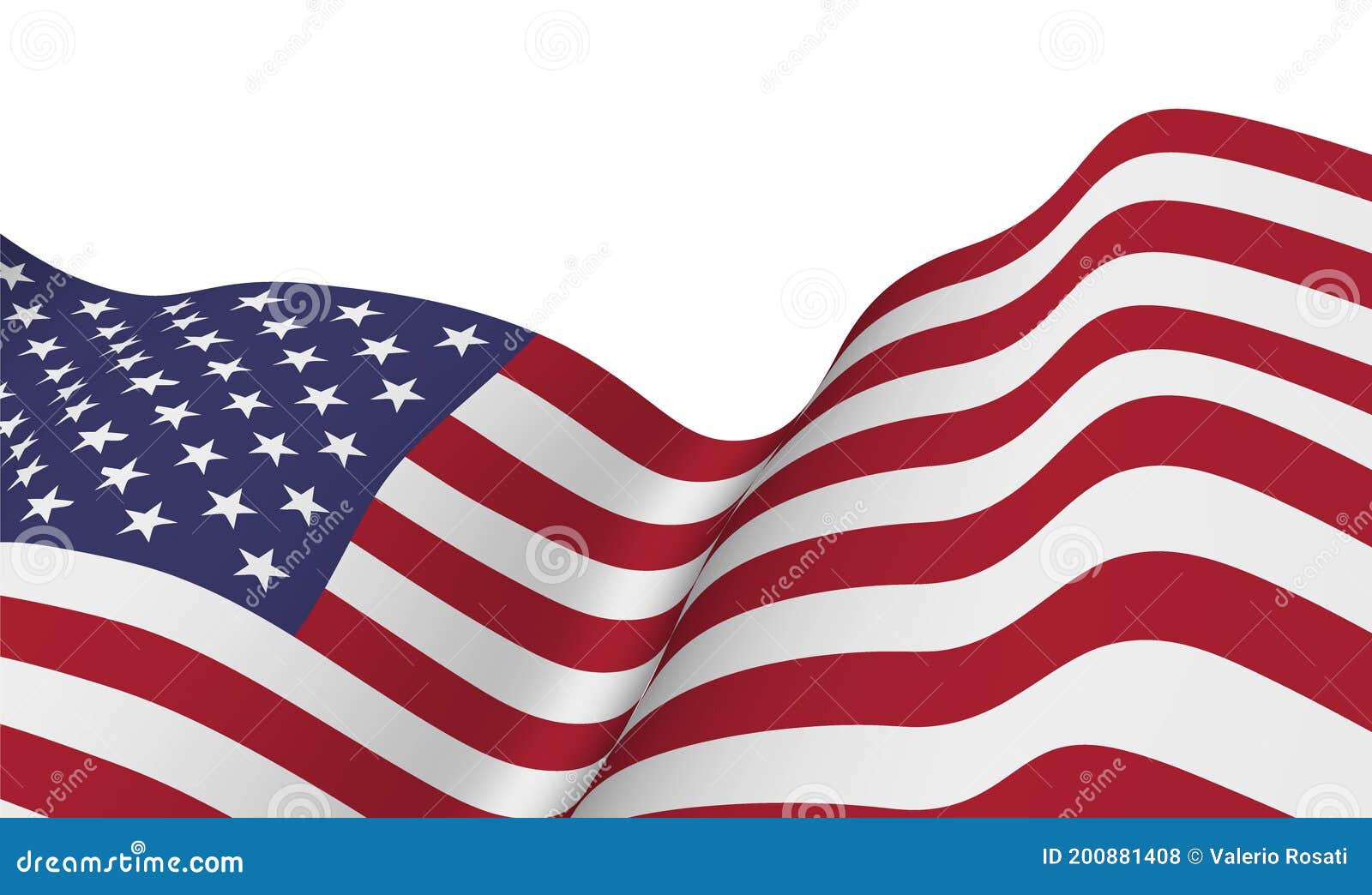 The US Flag Flapping in the Wind. Vector Illustration Stock ...
