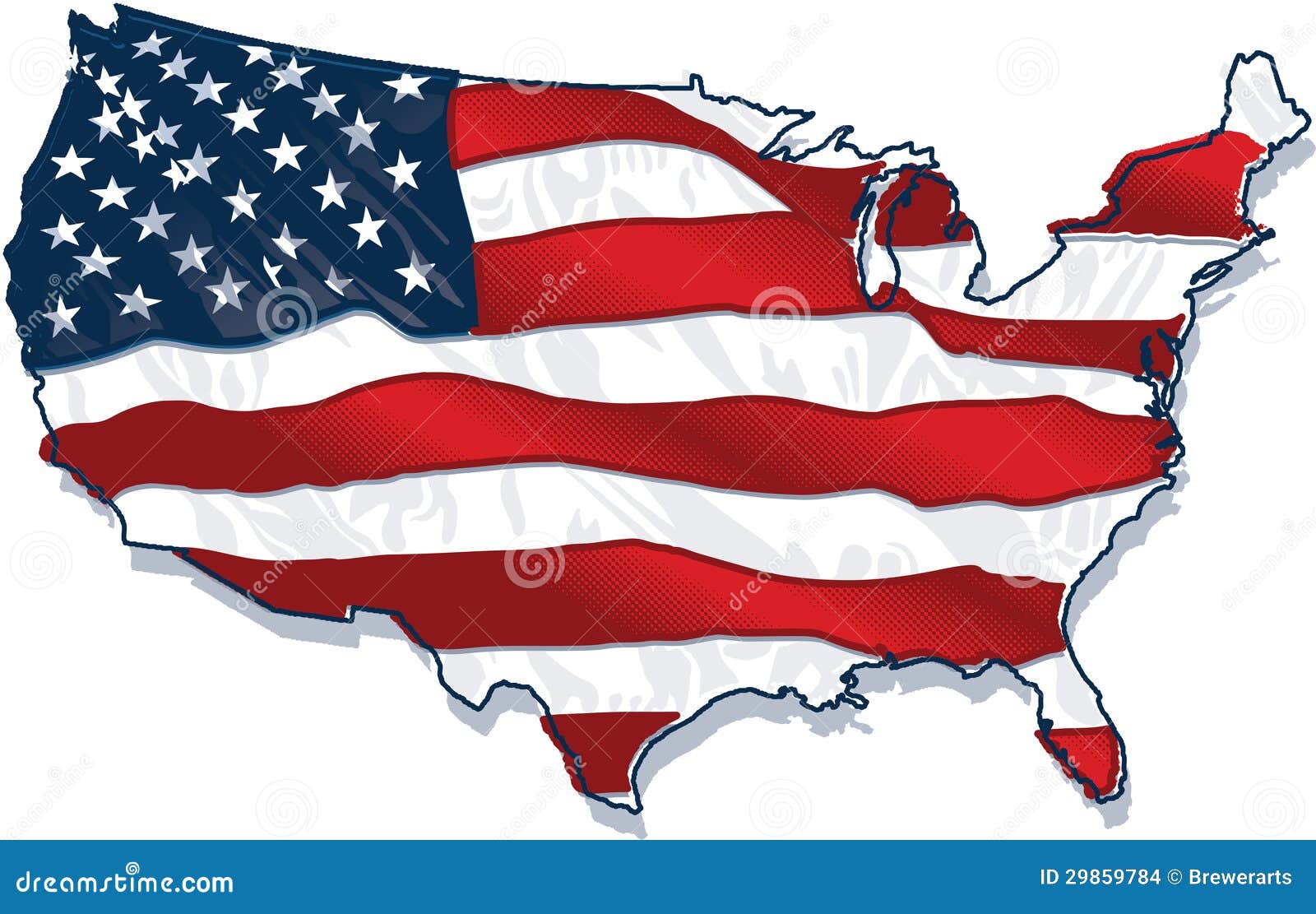 USA country-shaped Flag stock vector. Illustration of blue - 29859784
