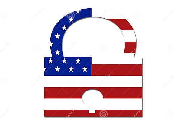 US flag lock symbol stock illustration. Illustration of sign - 79710783