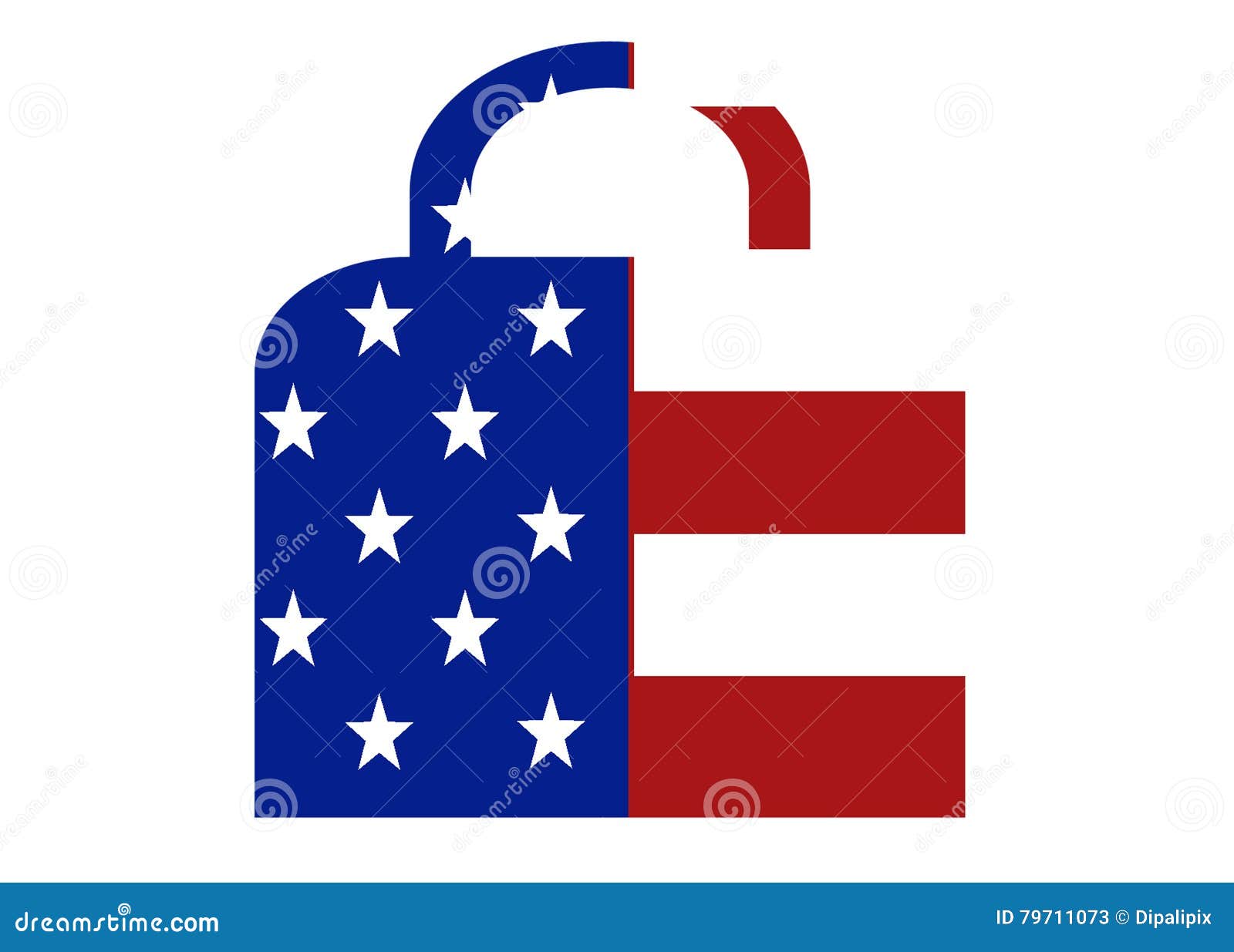 US flag lock symbol stock illustration. Illustration of card - 79711073