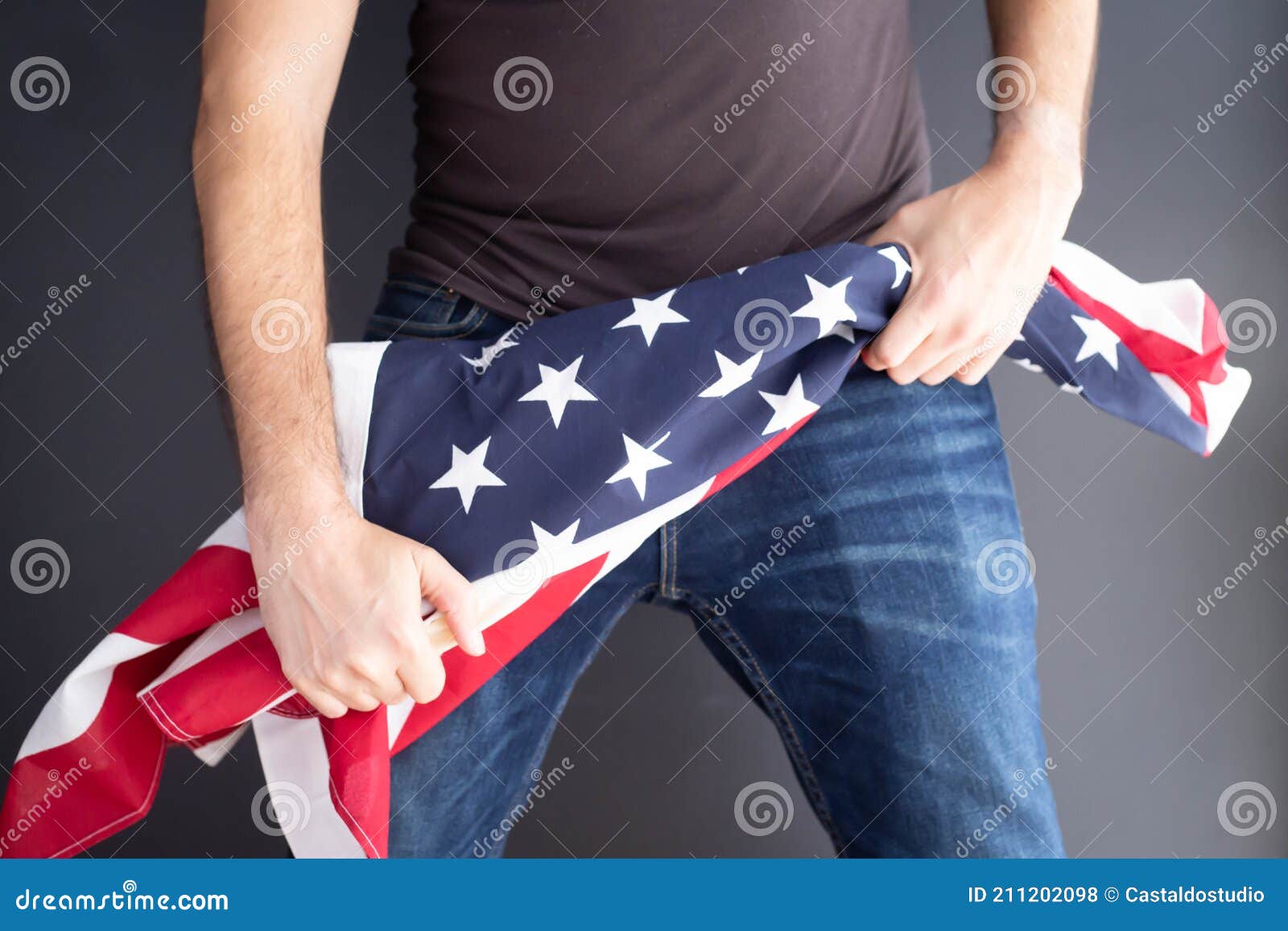 US flag and a man stock photo. Image of copyspace, holding - 211202098