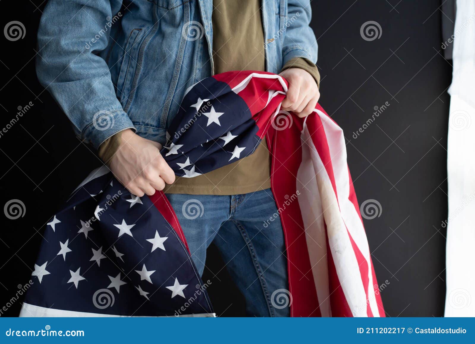 US flag and a man stock image. Image of patriot, copyspace - 211202217