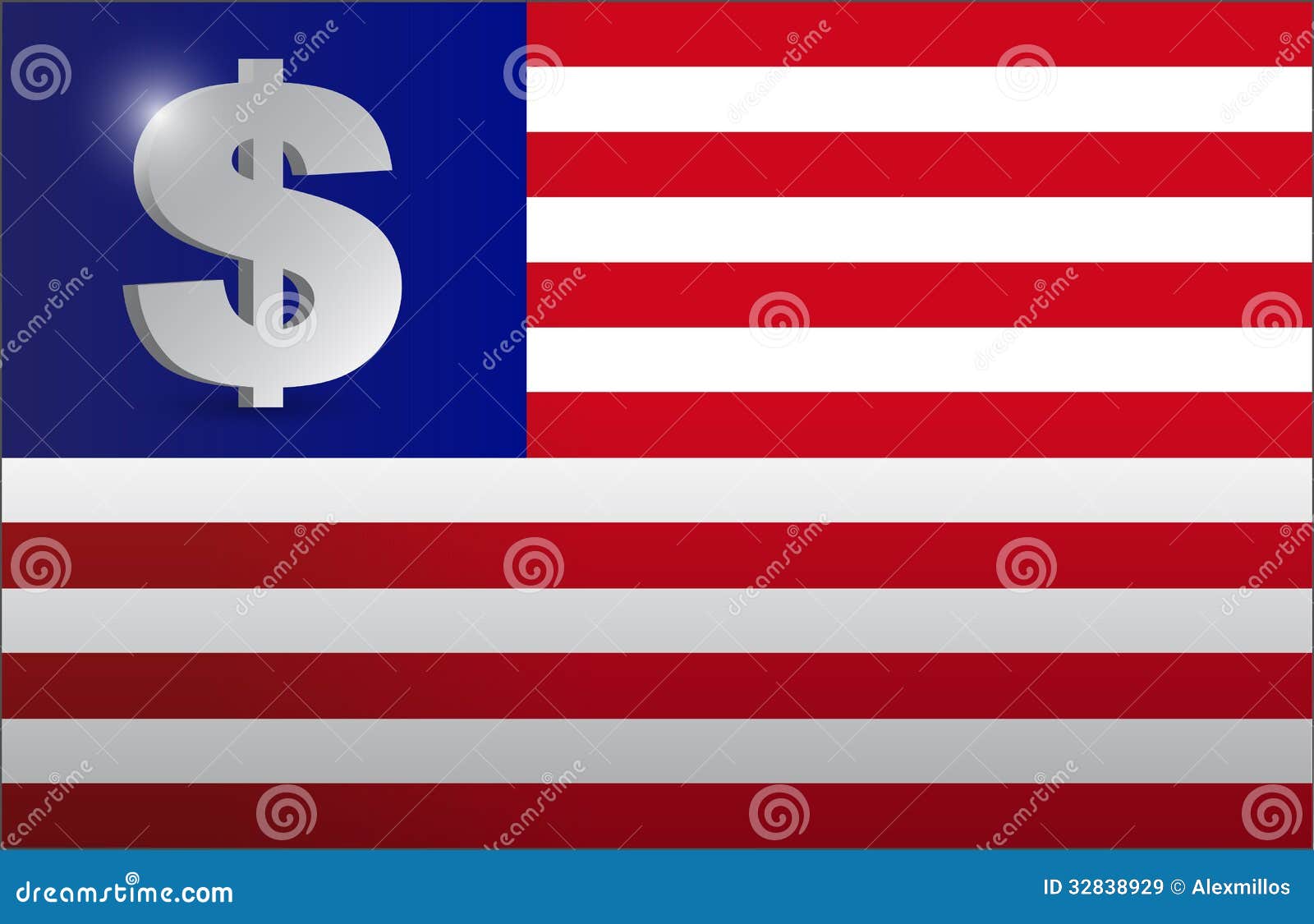 US Flag Monetary Concept Illustration Stock Illustration - Illustration ...