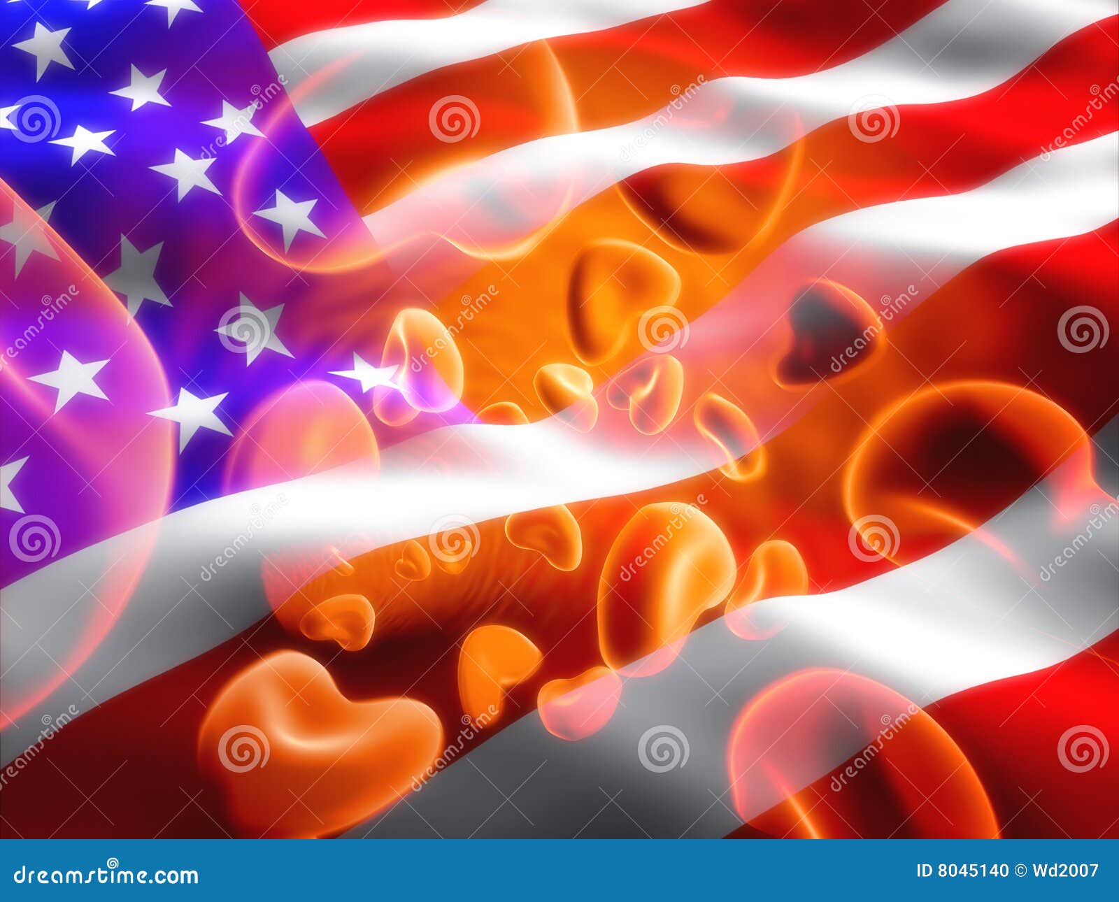 US Flag and Red Blood Cells Stock Illustration - Illustration of colour ...