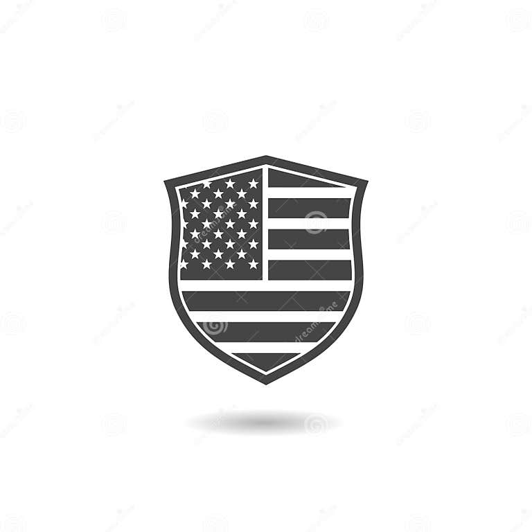 US Flag in the Shield Shape Icon with Shadow Stock Vector ...
