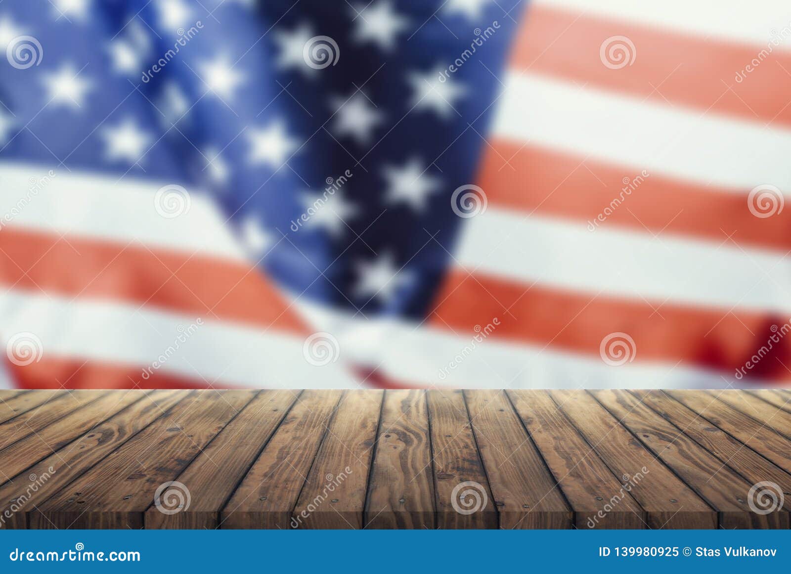 Us Flag on a Wooden Old Table. Stock Image - Image of holiday, copy ...