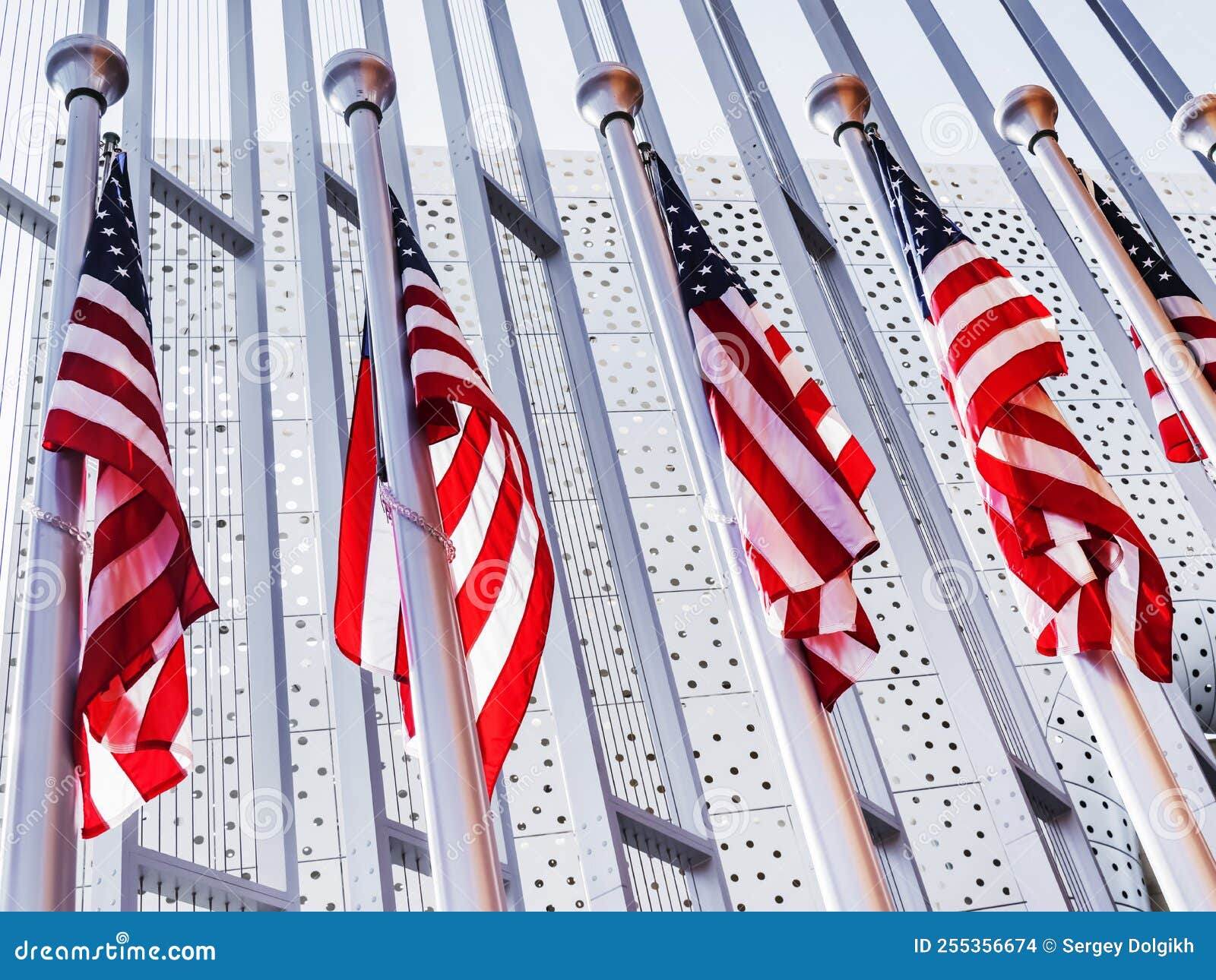 US flags lined up in row stock photo. Image of freedom - 255356674