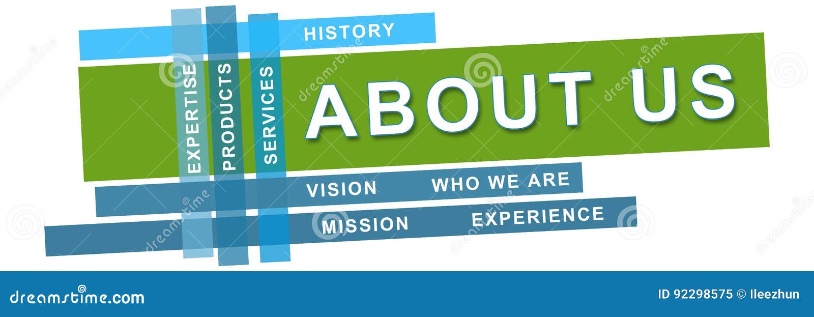 About Us Green Blue Stripes Banner Stock Illustration - Illustration of ...