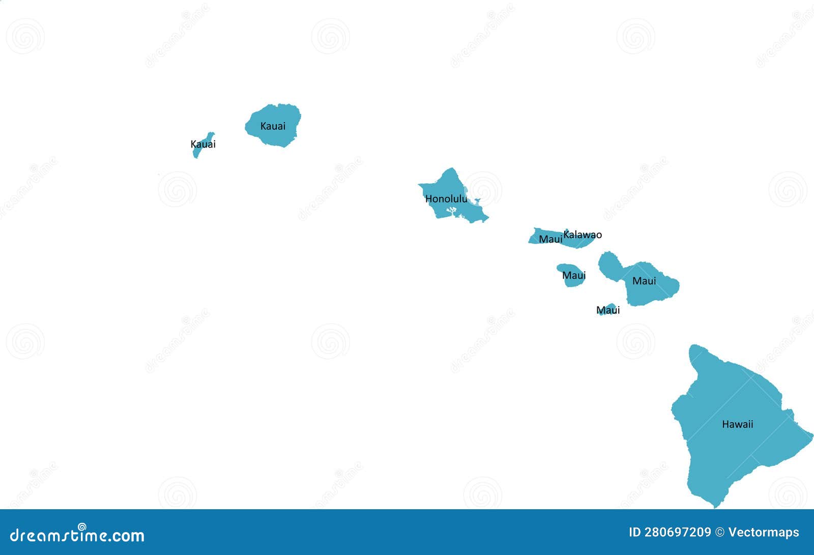 US Hawaii county map stock vector. Illustration of states - 280697209