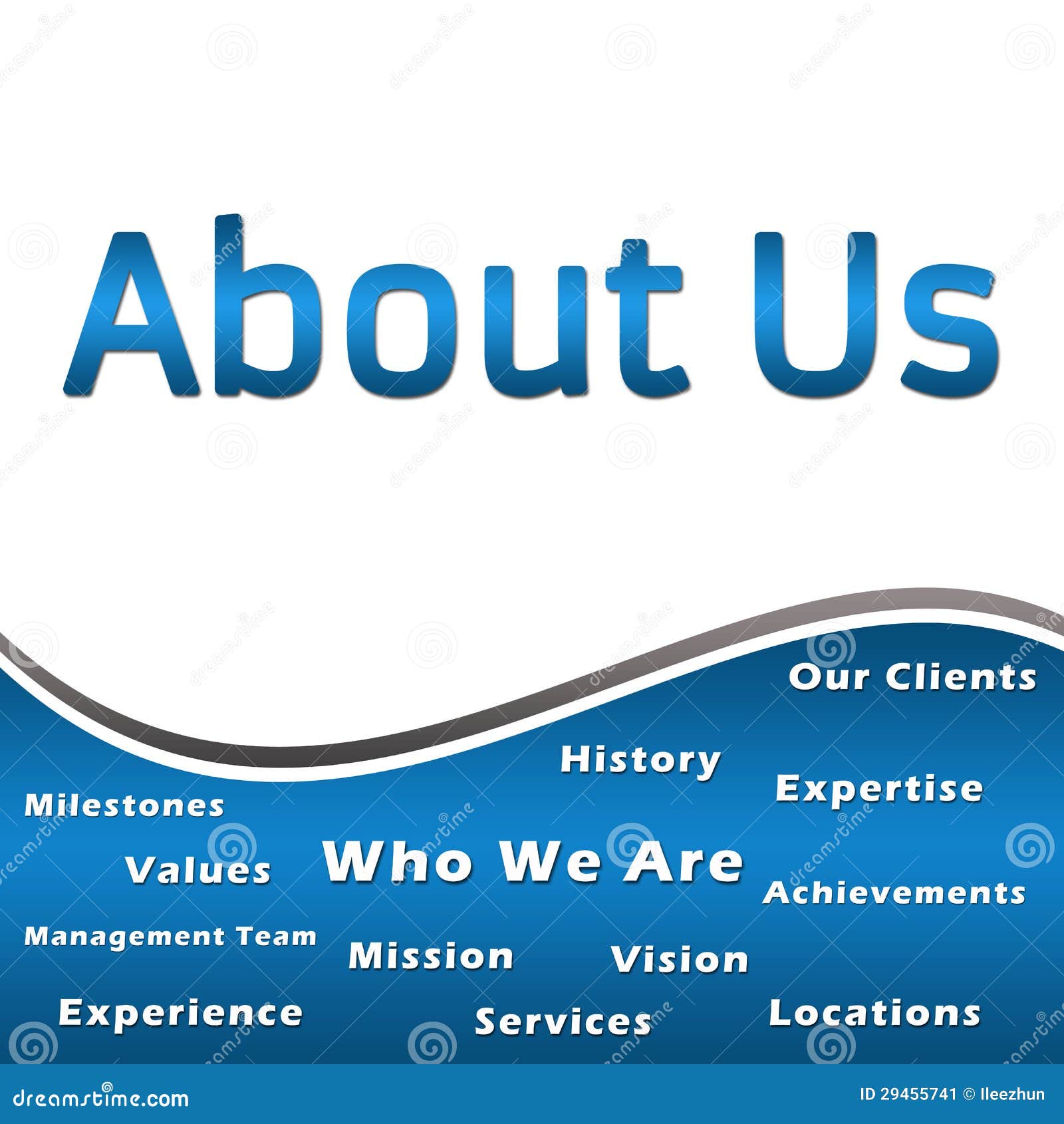 About Us - Heading and Keywords - Blue Stock Illustration ...