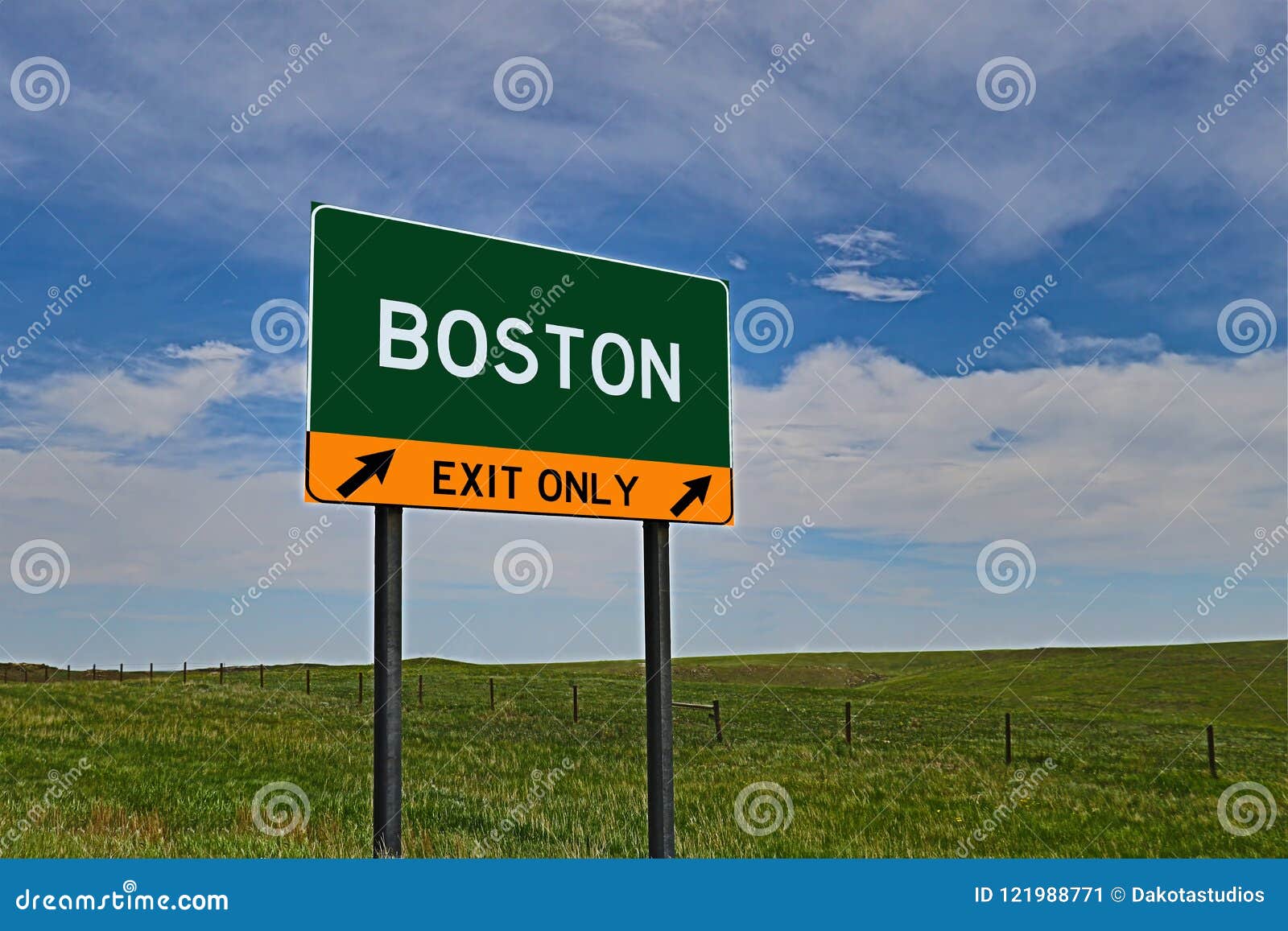 US Highway Exit Sign for Boston Stock Image - Image of composite ...