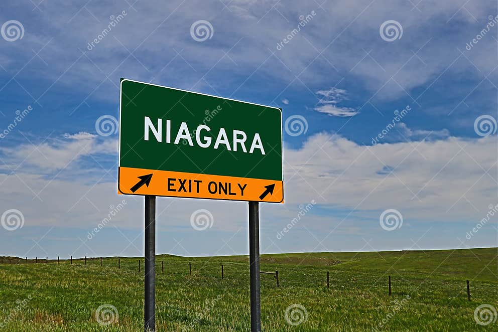 US Highway Exit Sign for Niagara Stock Photo - Image of highway, field ...