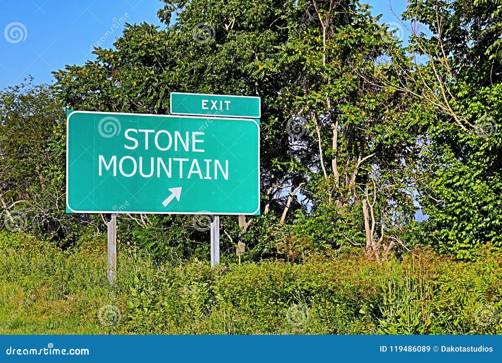 US Highway Exit Sign for Stone Mountain Stock Image - Image of ...