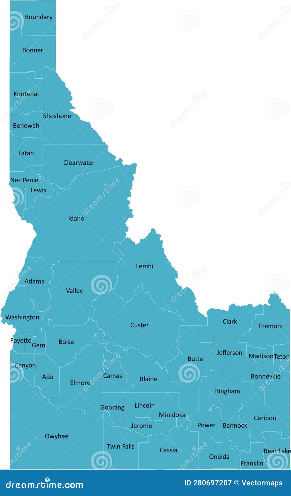 US Idaho county map stock vector. Illustration of idaho - 280697207