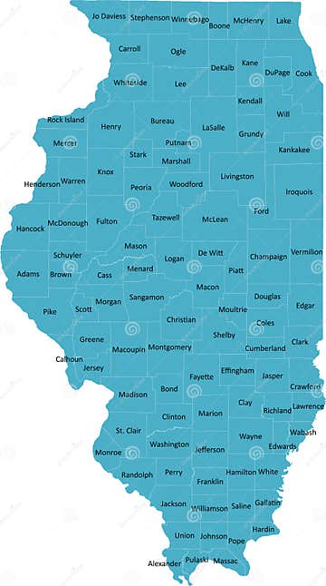 US Illinois county map stock vector. Illustration of county - 280697202